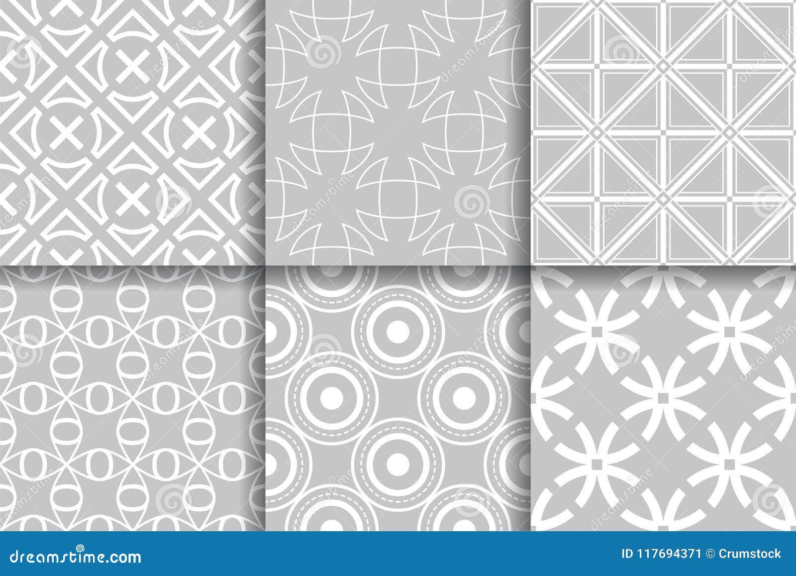 Geometric Seamless Gray Patterns. Collection of Backgrounds Stock ...