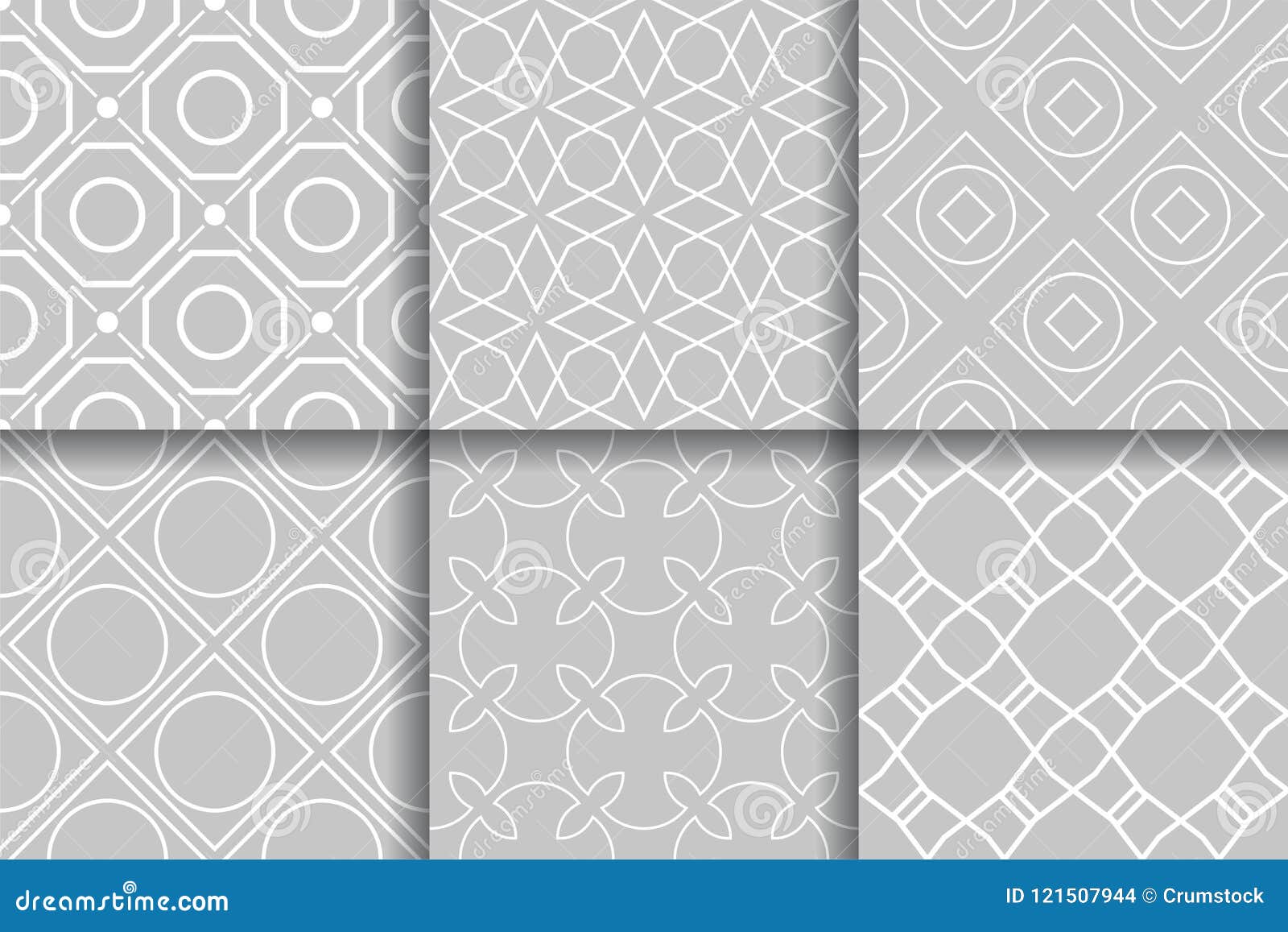 Geometric Seamless Gray Patterns. Collection of Backgrounds Stock ...