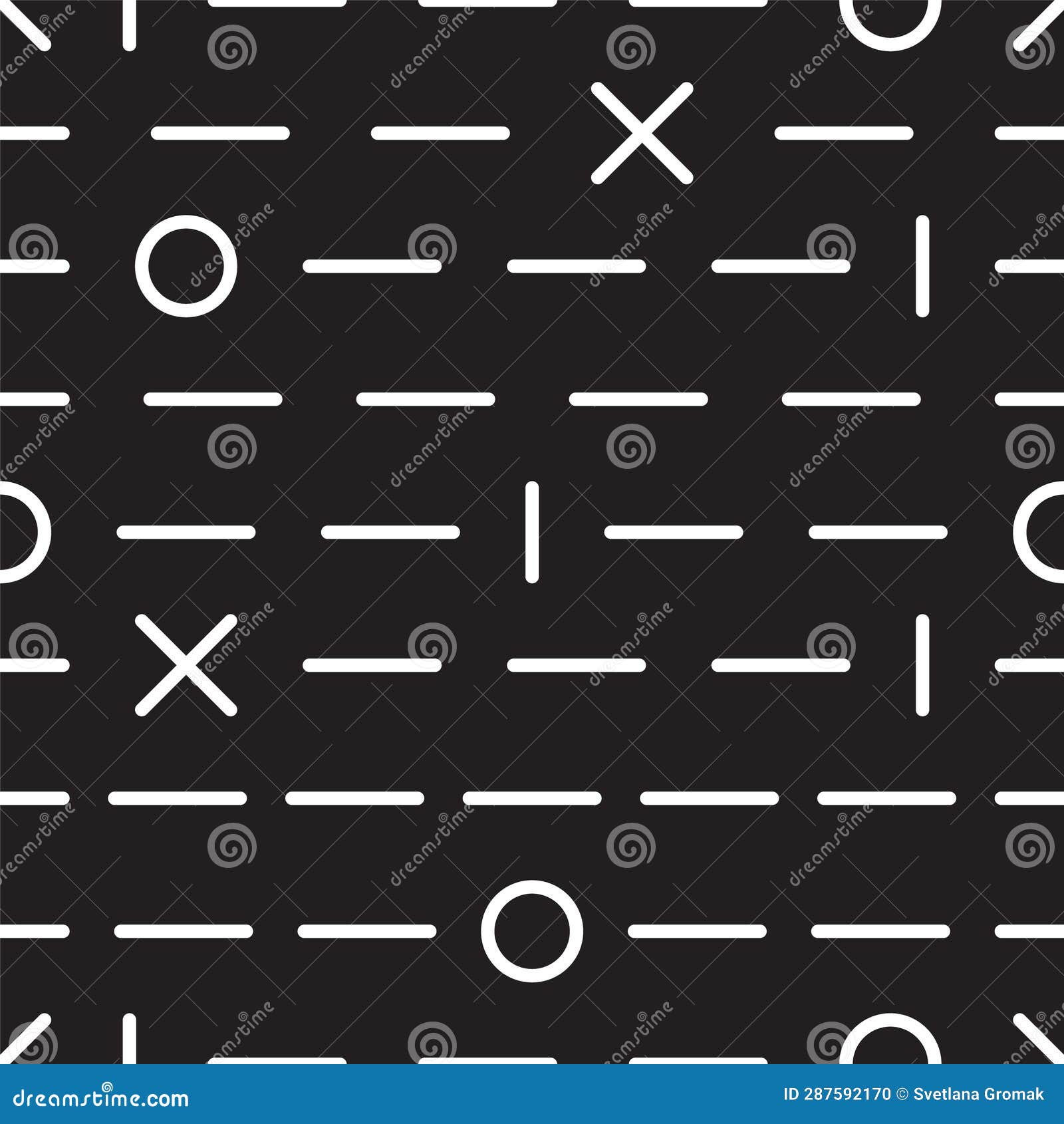 Geometric Seamless Pattern on a Black Background. White Dashes, Circle ...