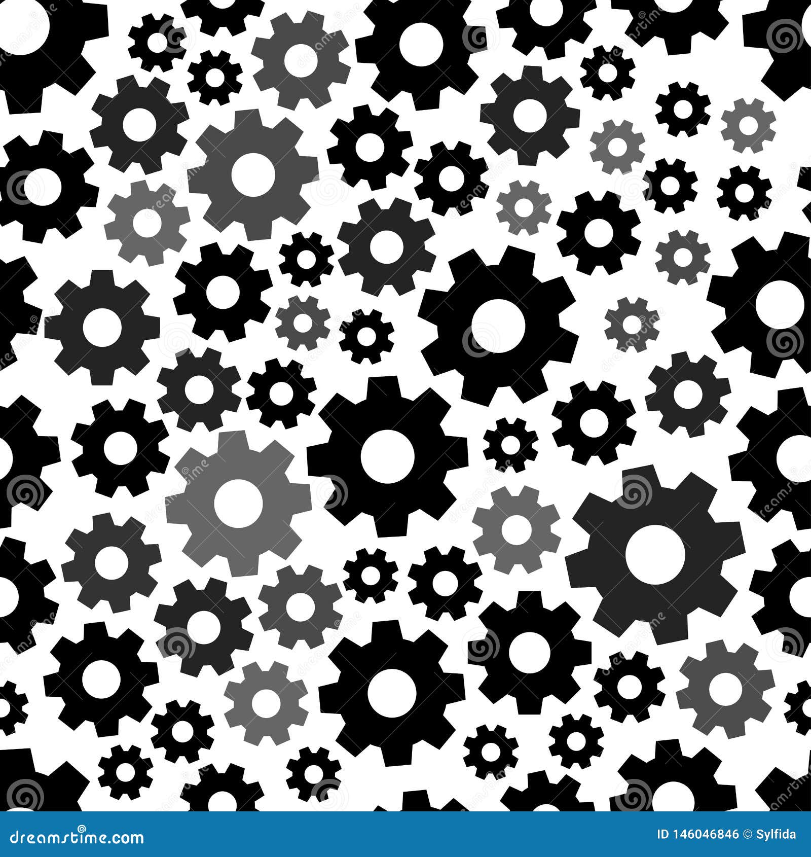 Geometric Seamless Pattern with Black Gears. Vector Stock Illustration ...