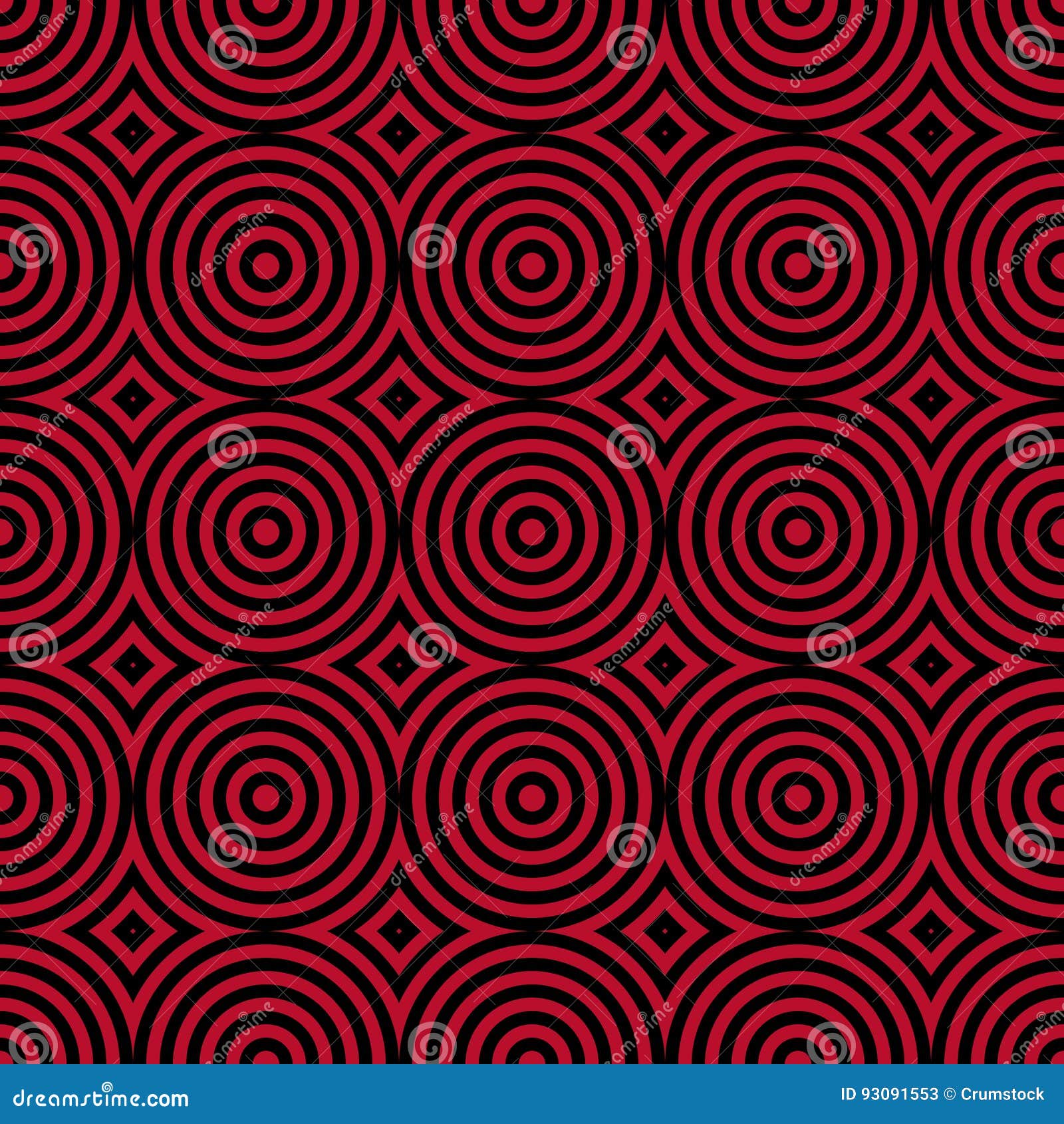 Geometric Seamless Pattern. Black and Red Background with Circle ...