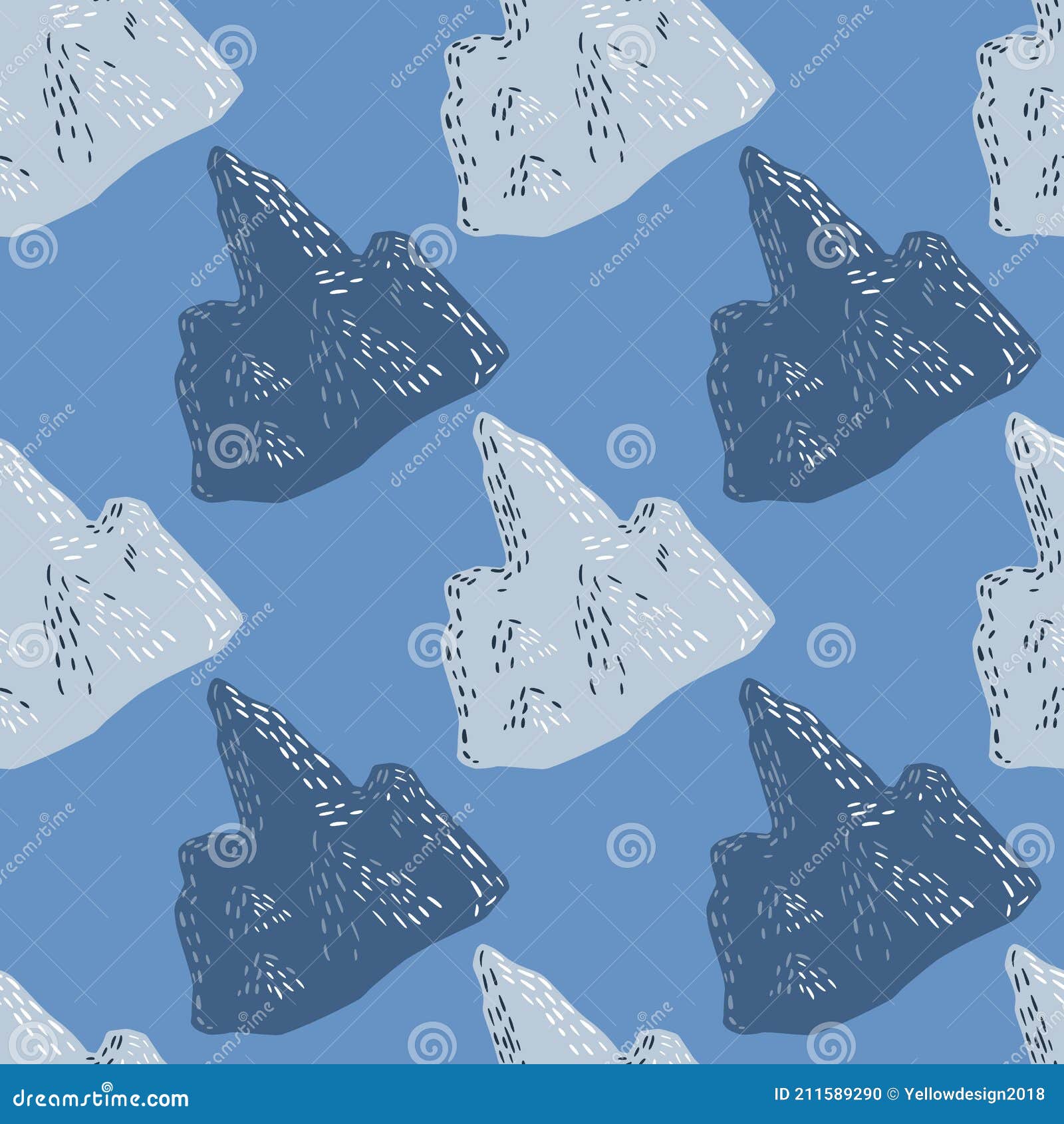 Geometric Seamless Pattern with Blue Colored Iceberg Elements. Blue ...