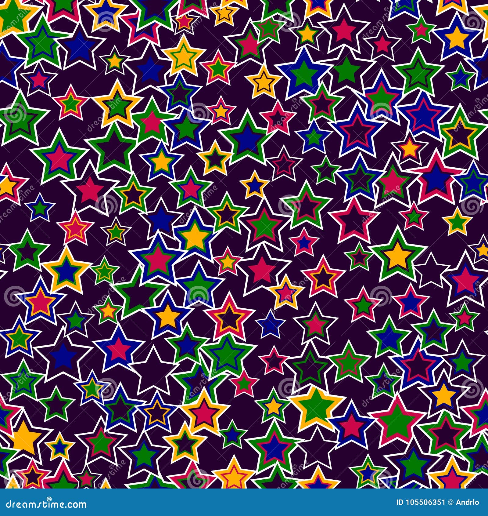 Geometric Seamless Pattern. the Bright Multicolored Stars of Different ...