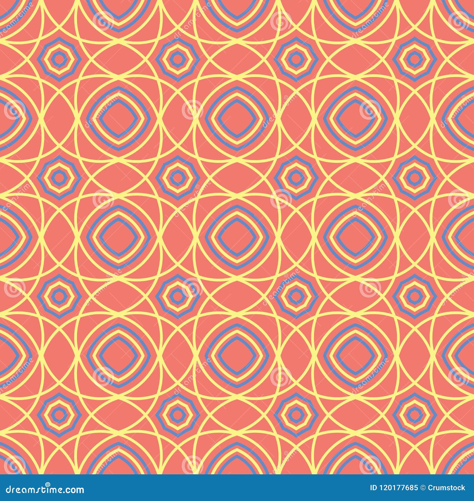 Geometric Seamless Pattern. Bright Red Background with Blue and Yellow ...