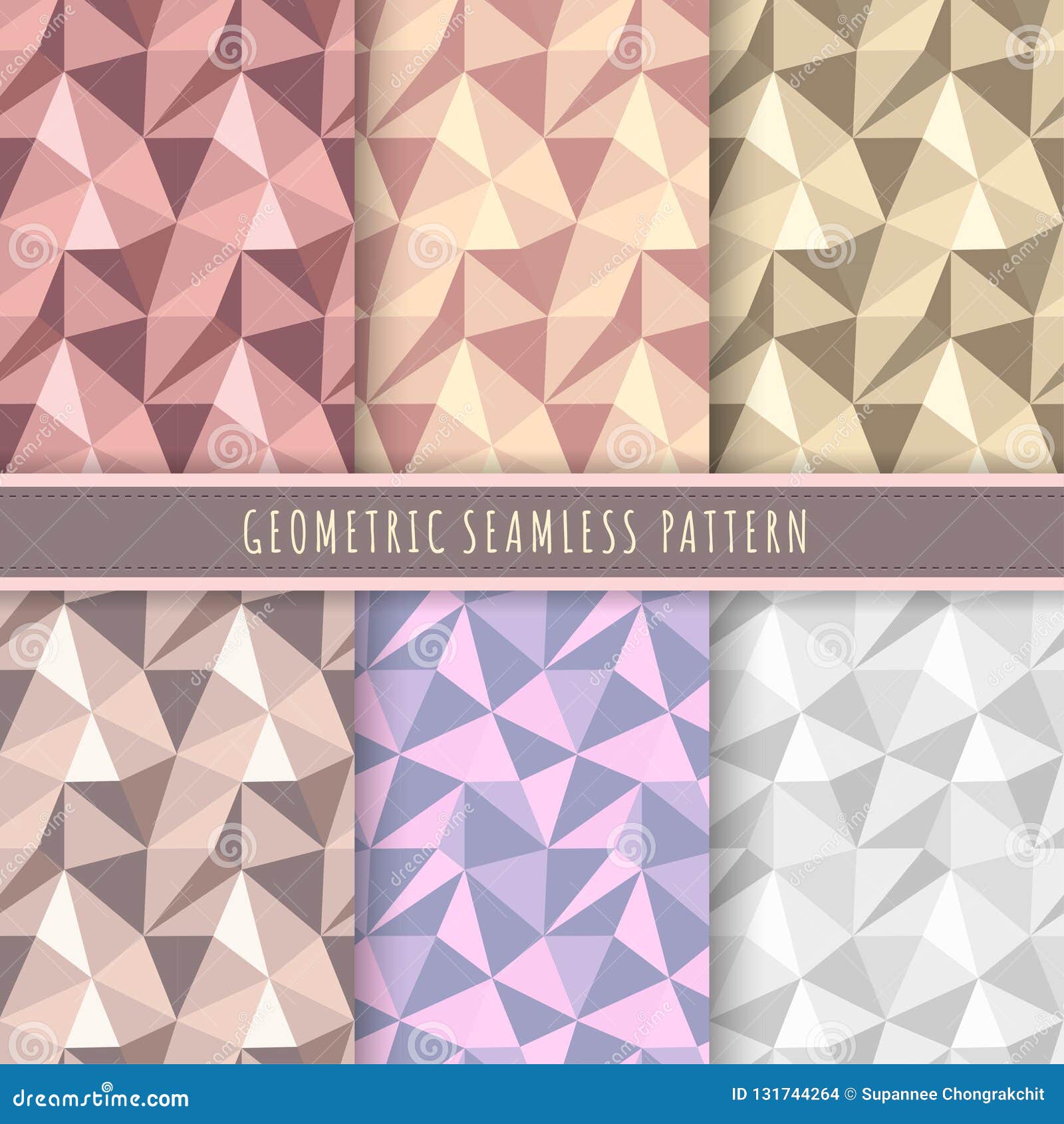 Geometric Seamless Pattern Collection. Set of 6 Triangle Polygon ...