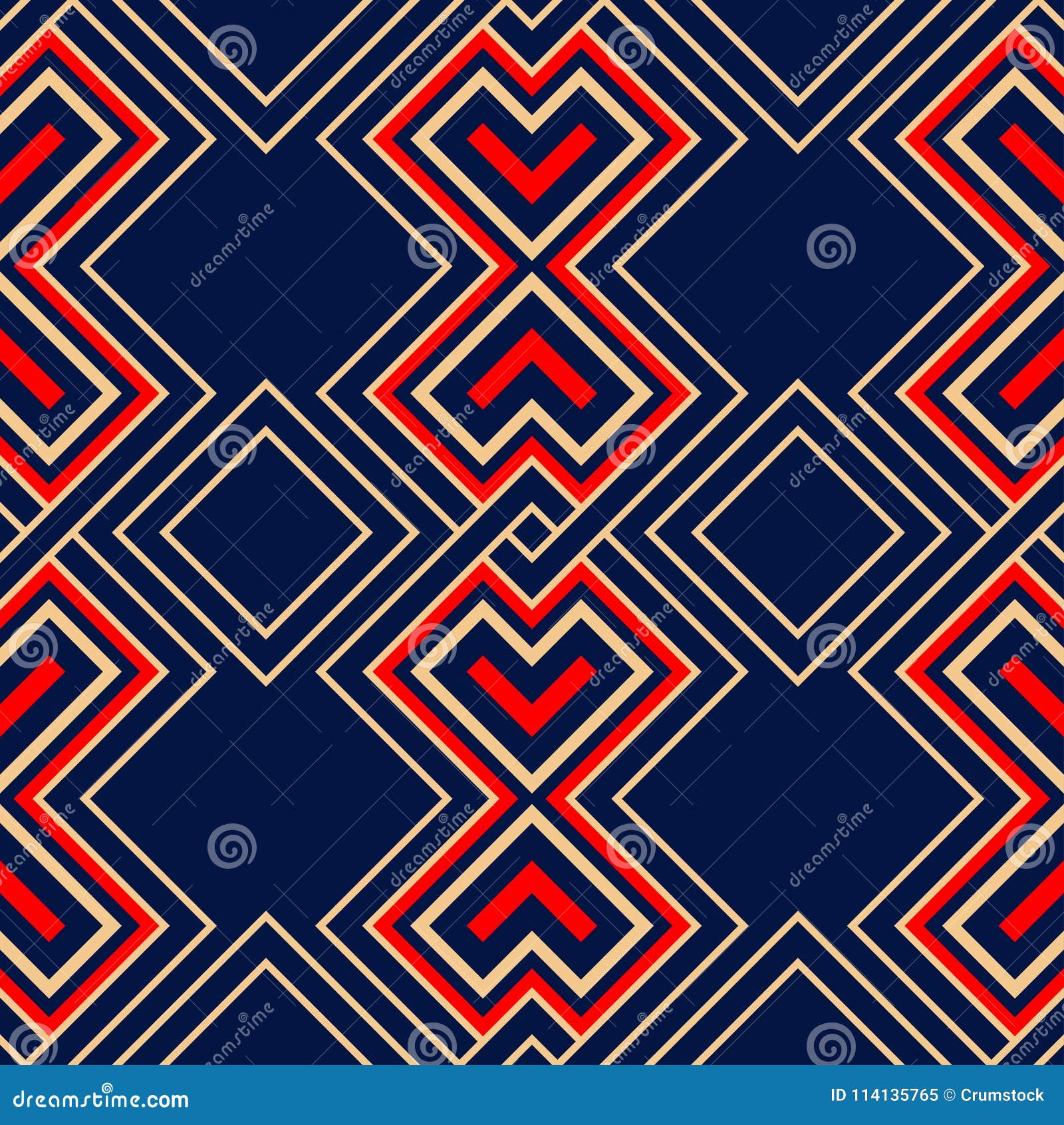 Geometric Seamless Pattern. Colored Red and Blue Background Stock ...