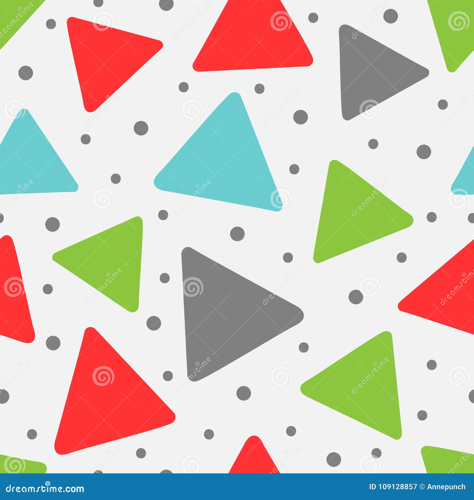 Geometric Seamless Pattern with Colored Triangles and Round Dots. Stock ...