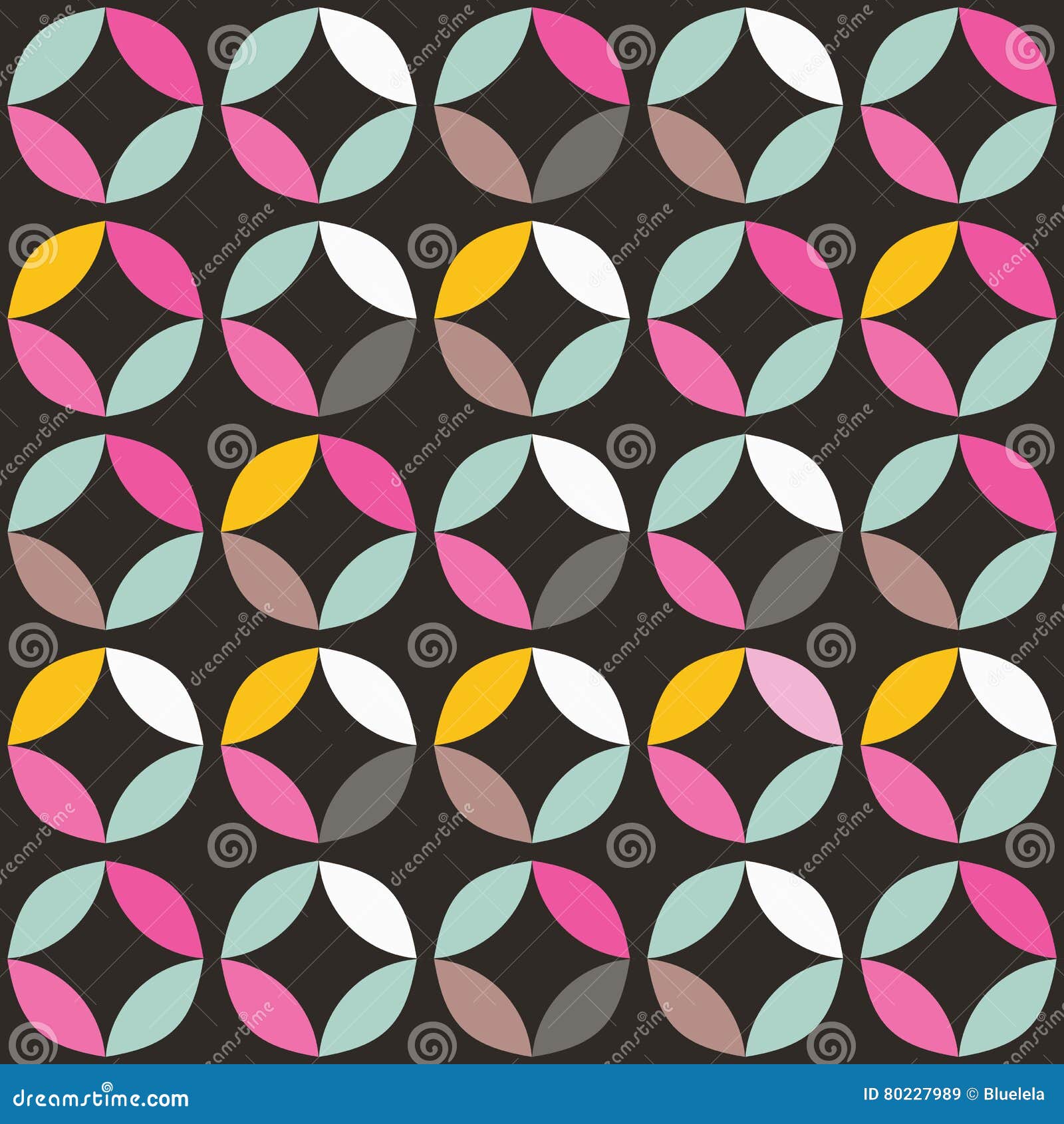 Geometric Seamless Pattern with Colorful Circles in Retro Design Stock ...