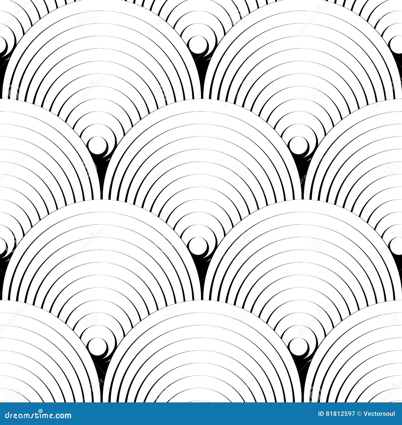 Geometric Seamless Pattern with Concentric Circles, Rings Stock Vector ...