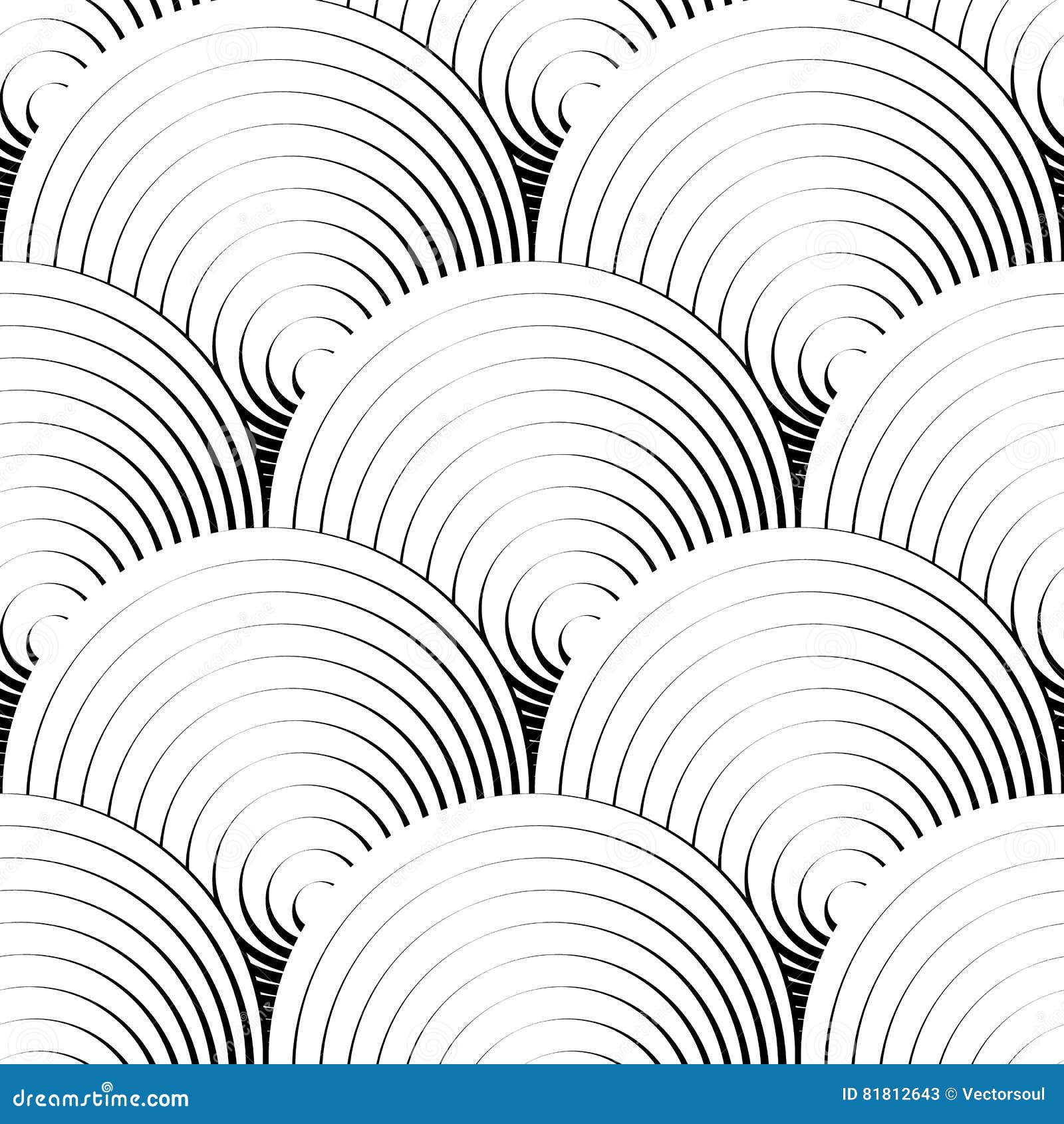 Geometric Seamless Pattern with Concentric Circles, Rings Stock Vector ...