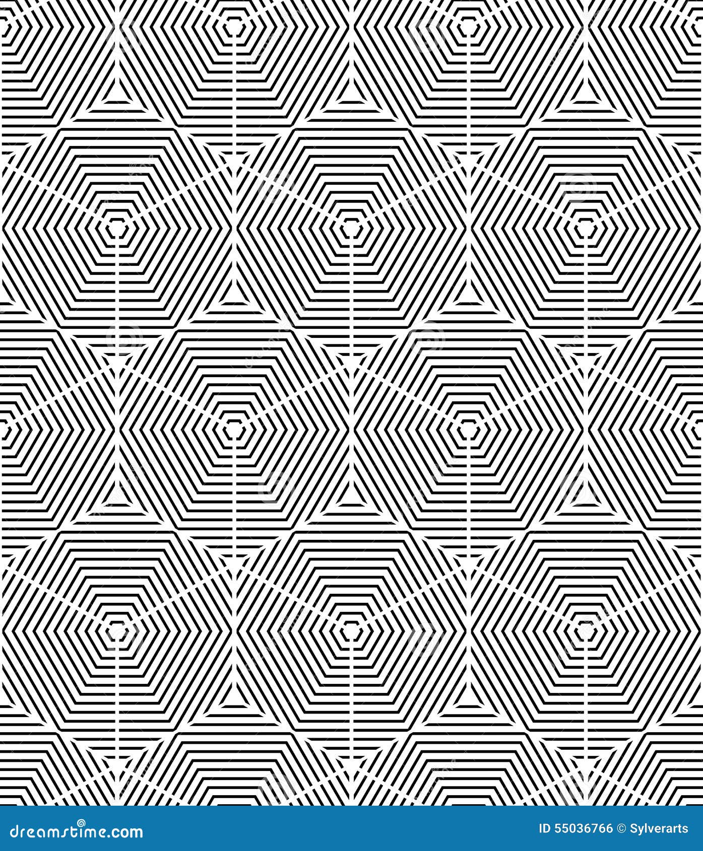 Geometric Seamless Pattern, Endless Black and White Vector Regular ...