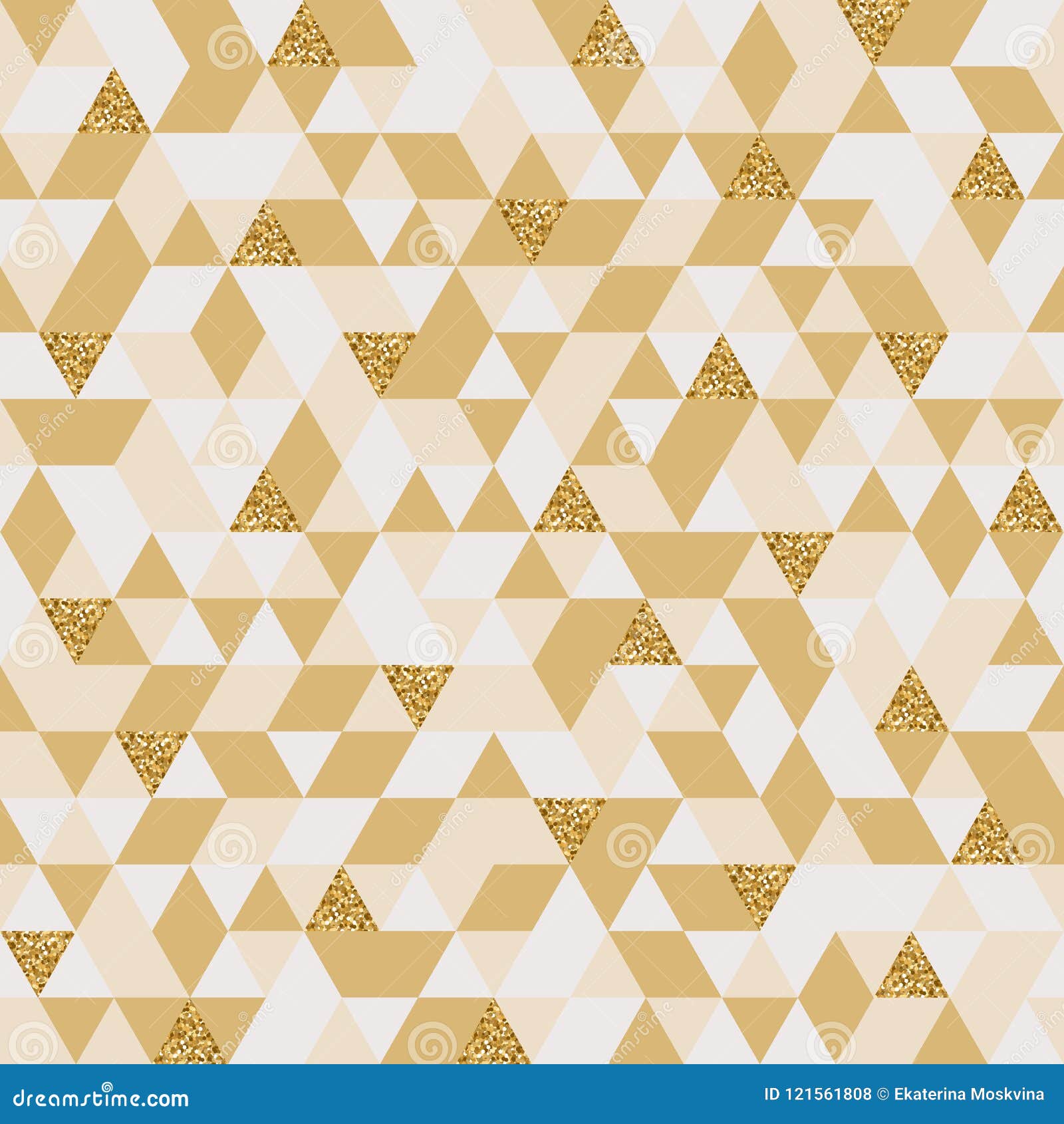 Geometric Seamless Pattern with Glitter Gold Triangles Stock Vector ...