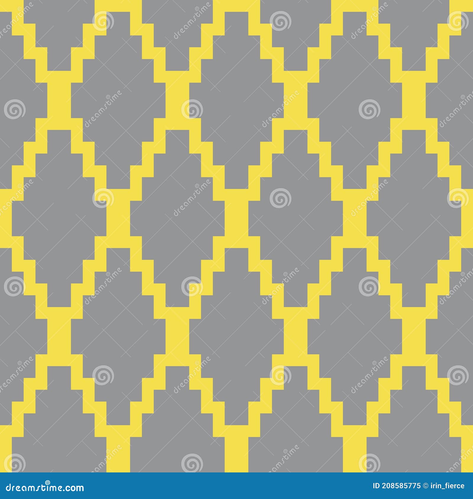 Geometric Seamless Pattern with Gray Pixel Art Rhombus on Yellow ...