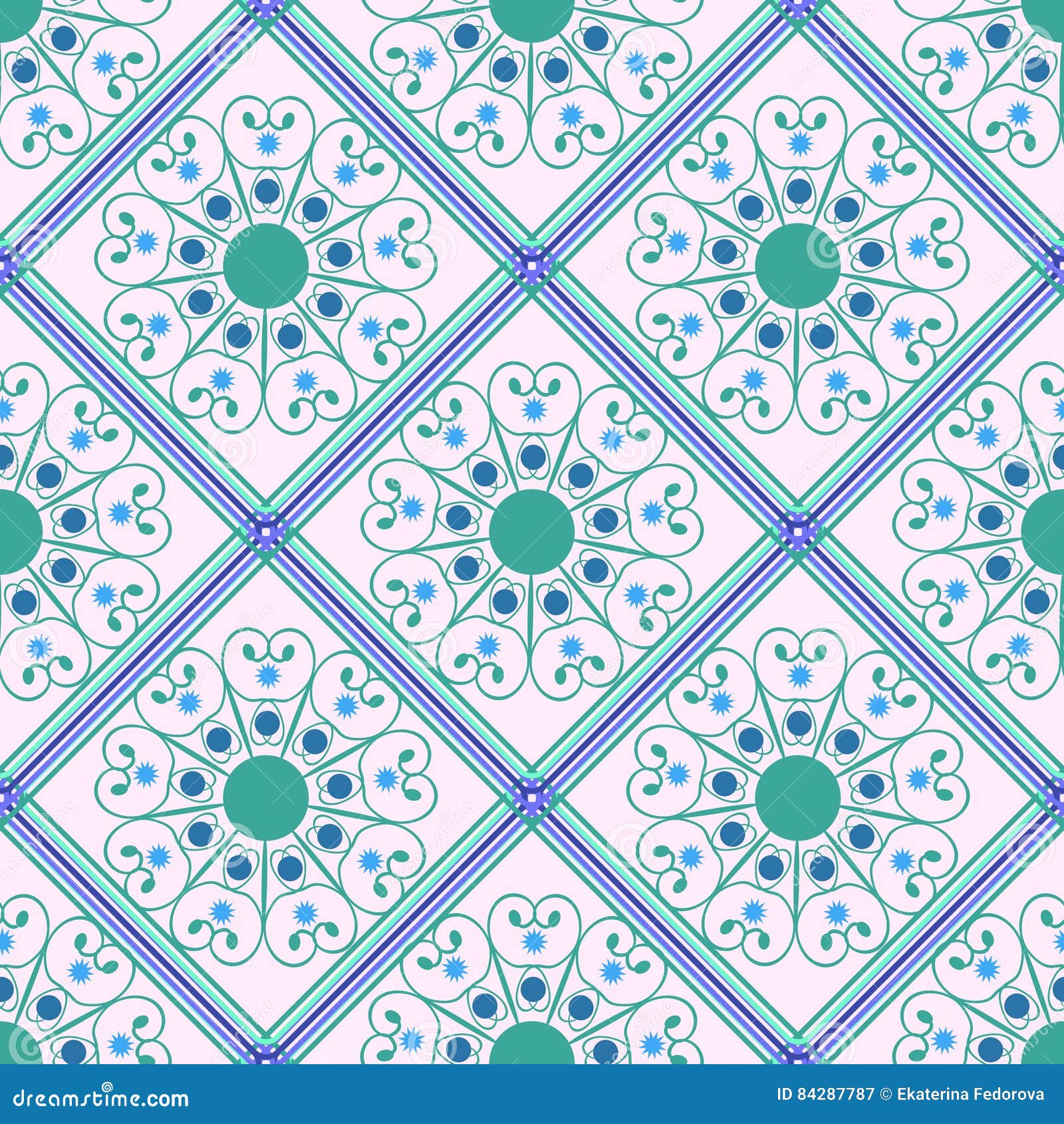 Geometric Seamless Pattern, Green, Blue Rhombus Stock Vector ...