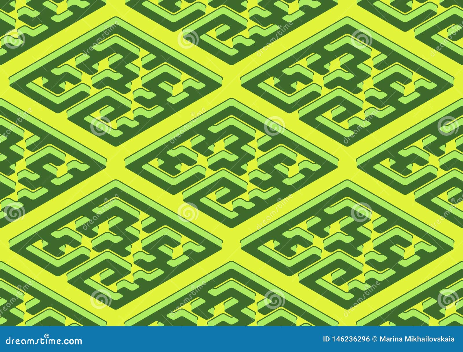 Geometric Seamless Pattern in Green and Yellow Color. Stock Vector ...