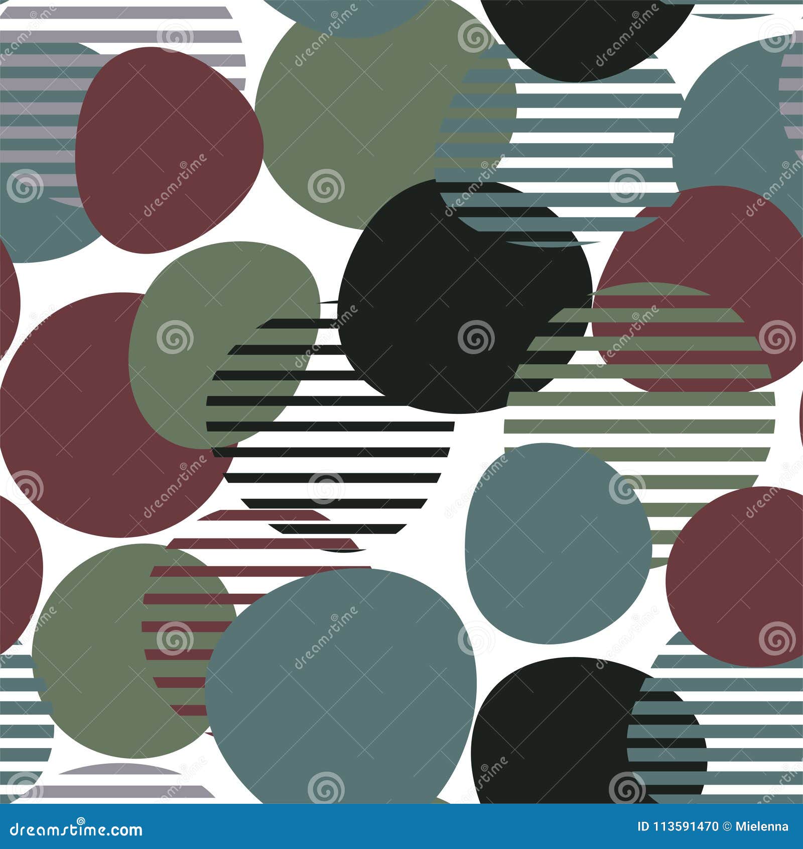 Geometric Seamless Pattern with Multi-colored Circles and Stripes ...
