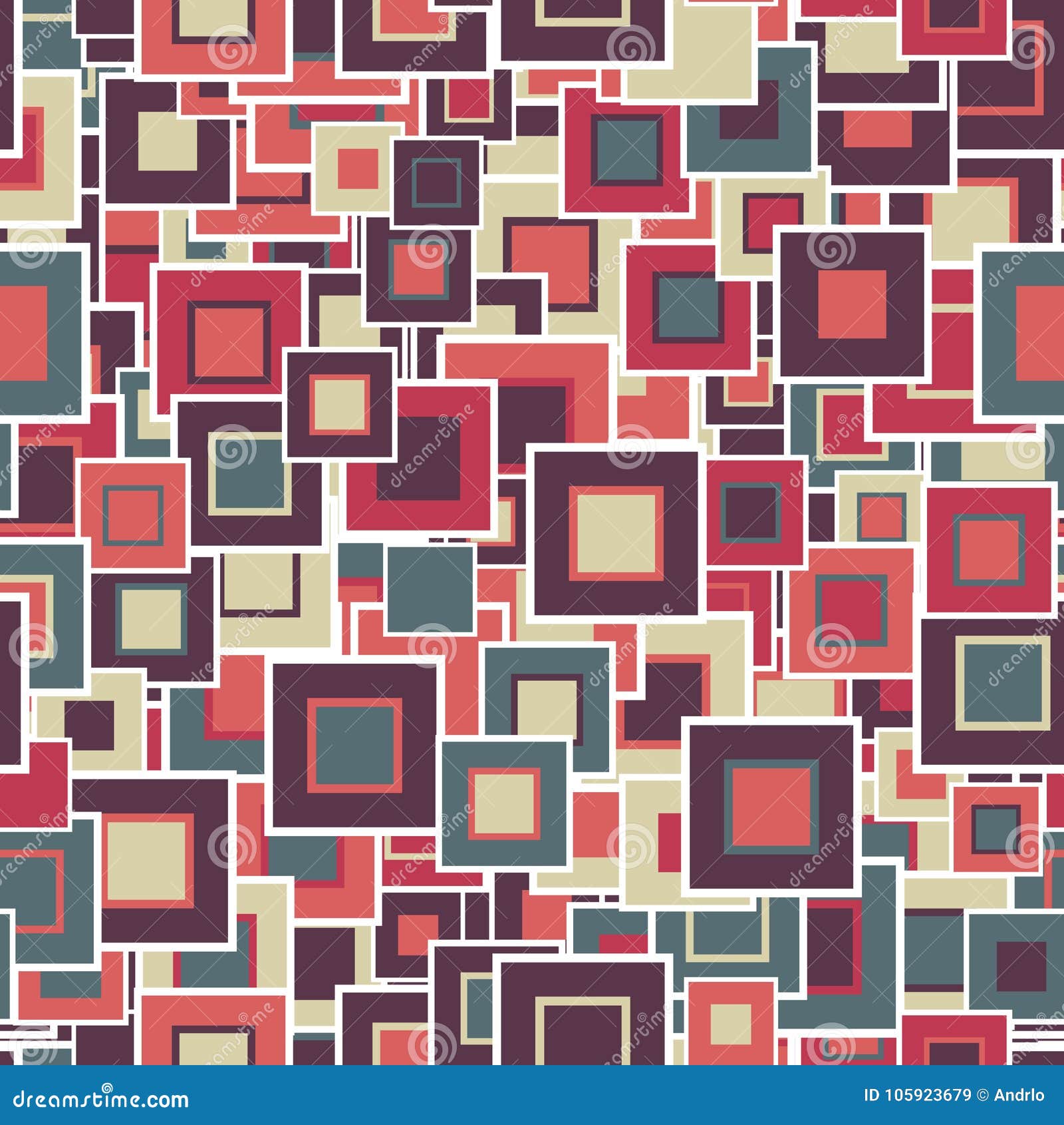 Geometric Seamless Pattern. the Multicolored Squares of Different Sizes ...