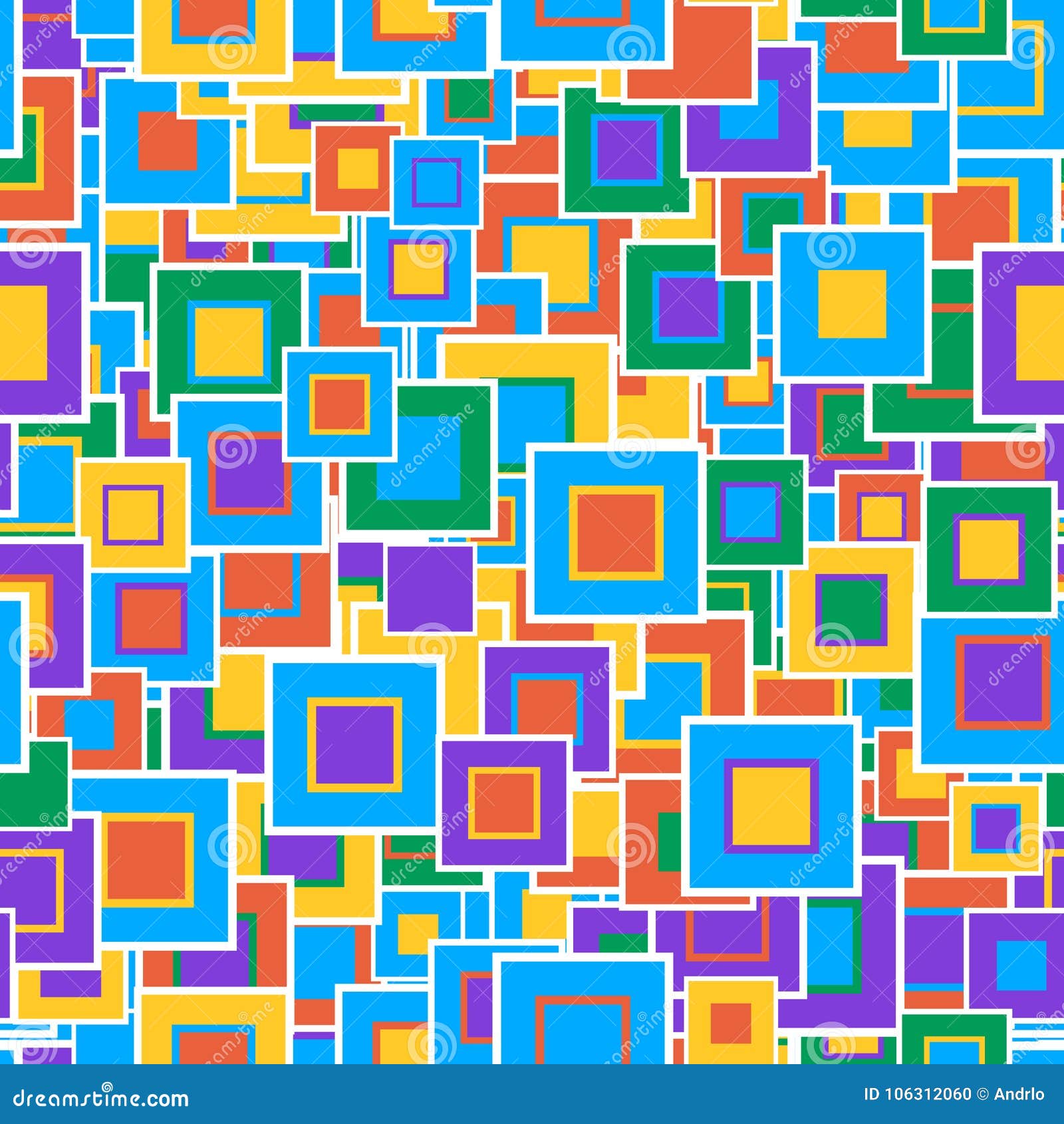 Geometric Seamless Pattern. the Multicolored Squares of Different Sizes ...