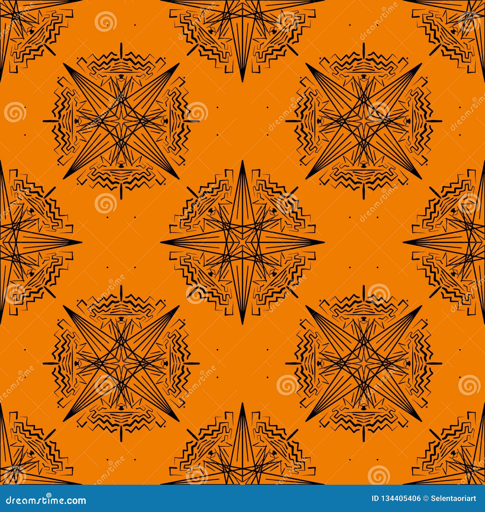 Geometric Seamless Pattern on Orange Stock Vector - Illustration of ...