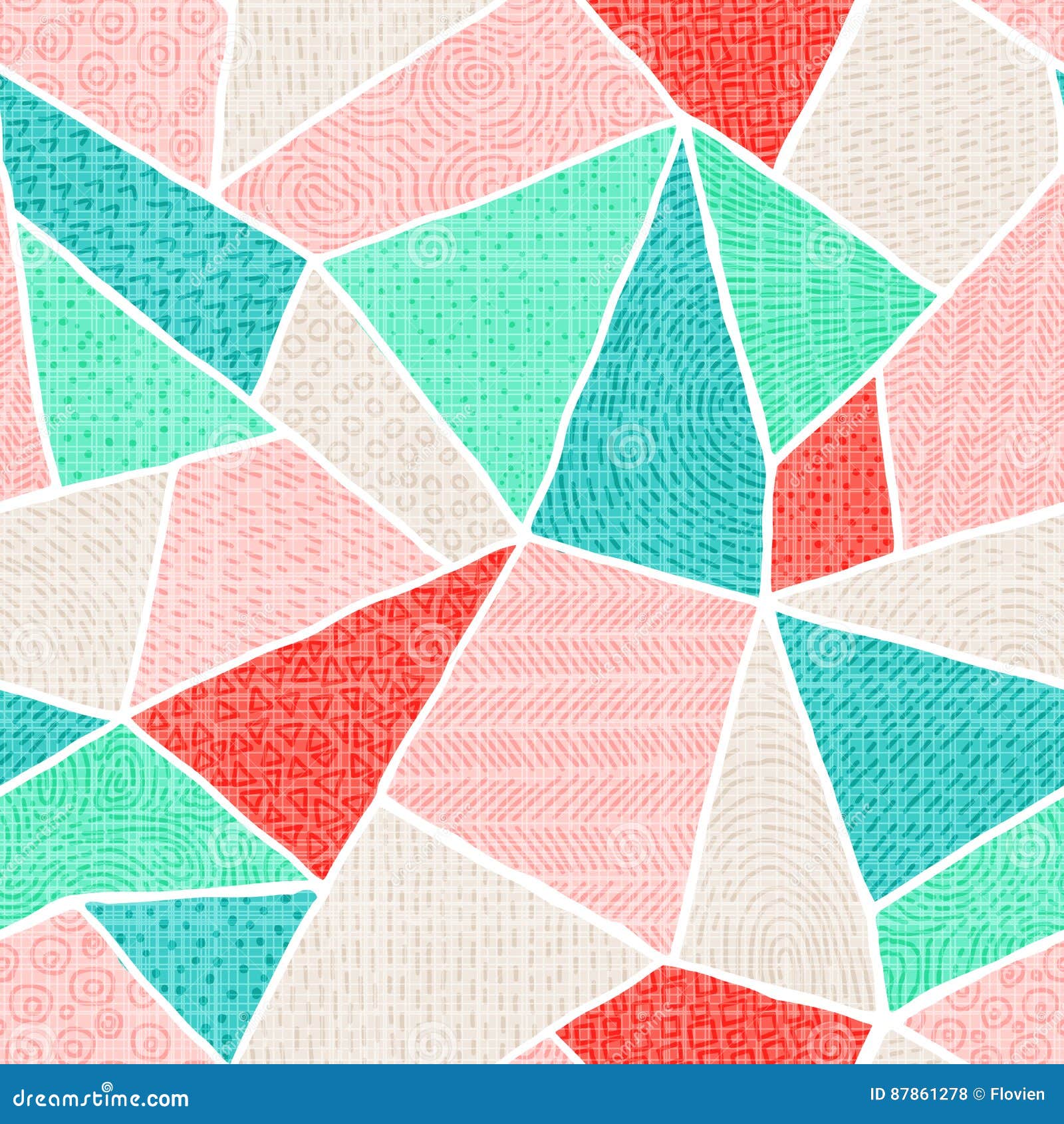 Geometric Seamless Pattern in Patchwork Style. Multi-colored Triangles ...