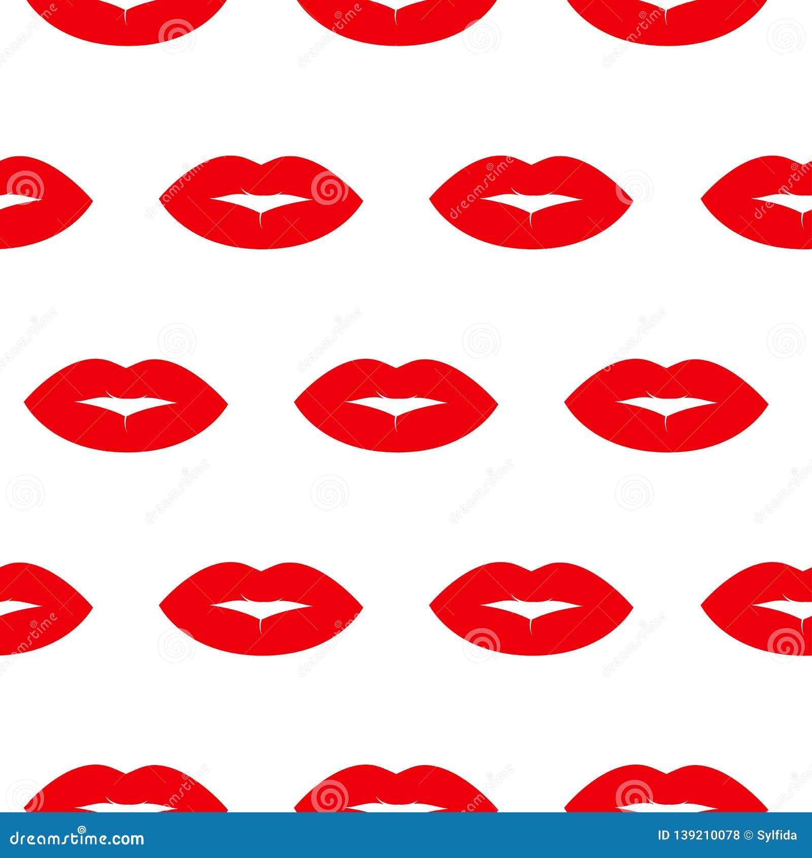 Geometric Seamless Pattern With Red Lips. Vector Illustration Stock ...