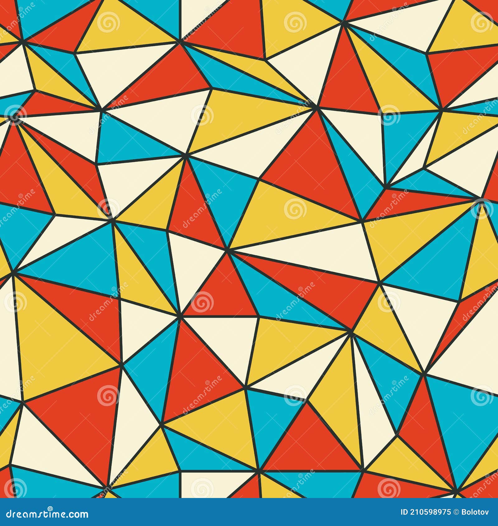 Geometric Seamless Pattern in Retro Style. Vintage Background. Low Poly Seamless Repeat Pattern ...