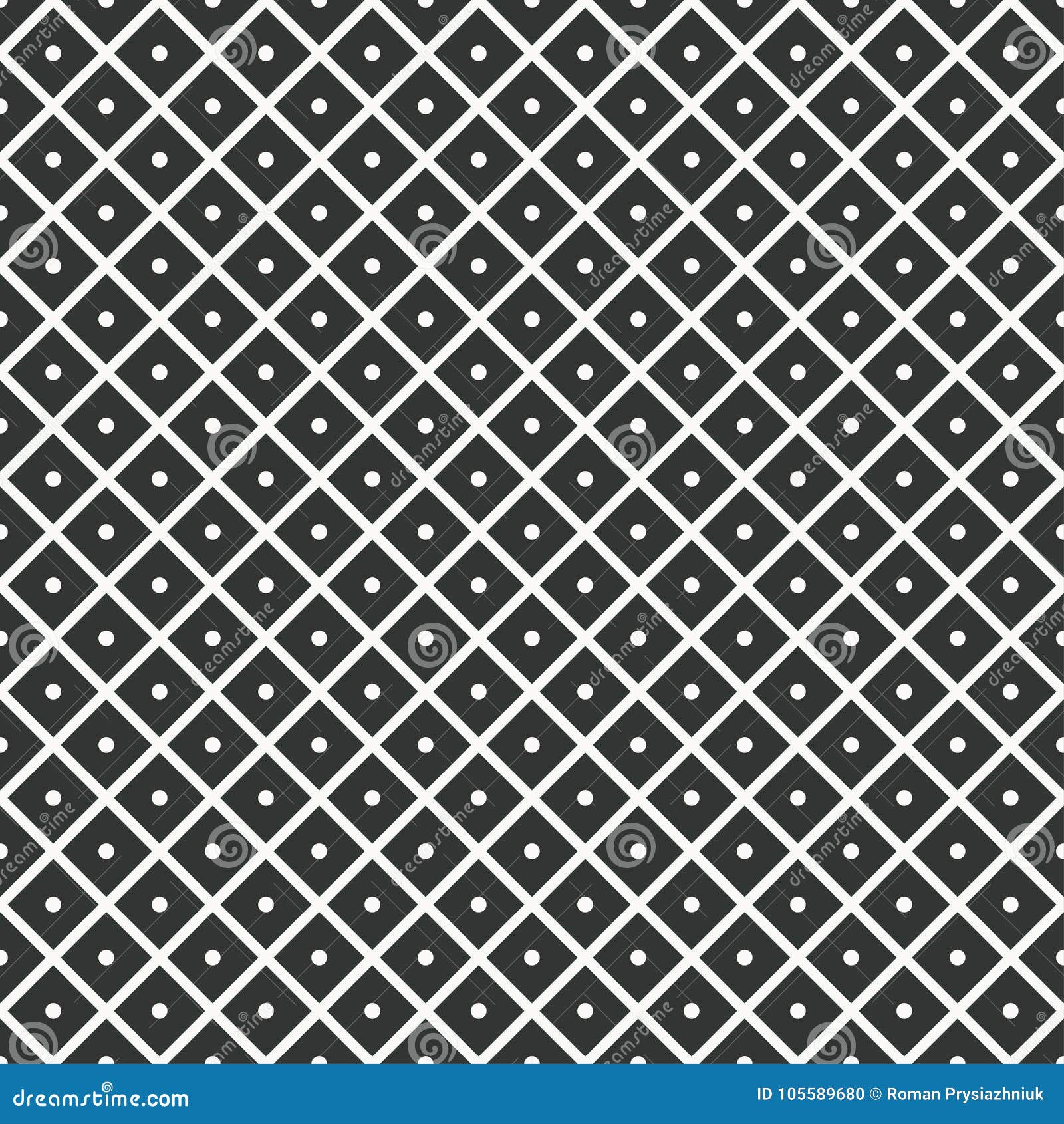 Geometric Seamless Pattern. Rhombuses with Dots Inside. Vector Stock ...