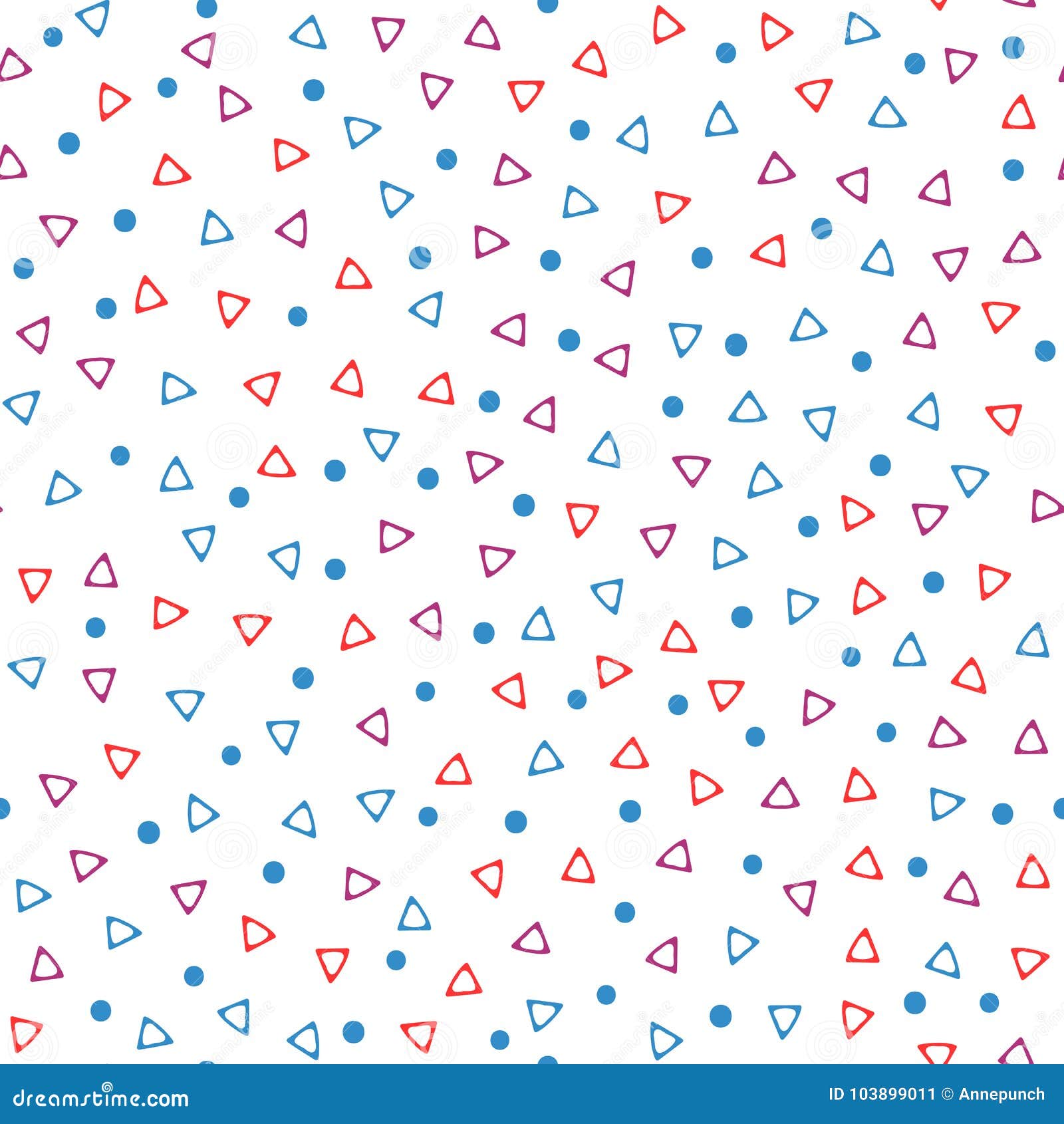 Geometric Seamless Pattern. Round Spots and Outlines of Triangles Drawn ...