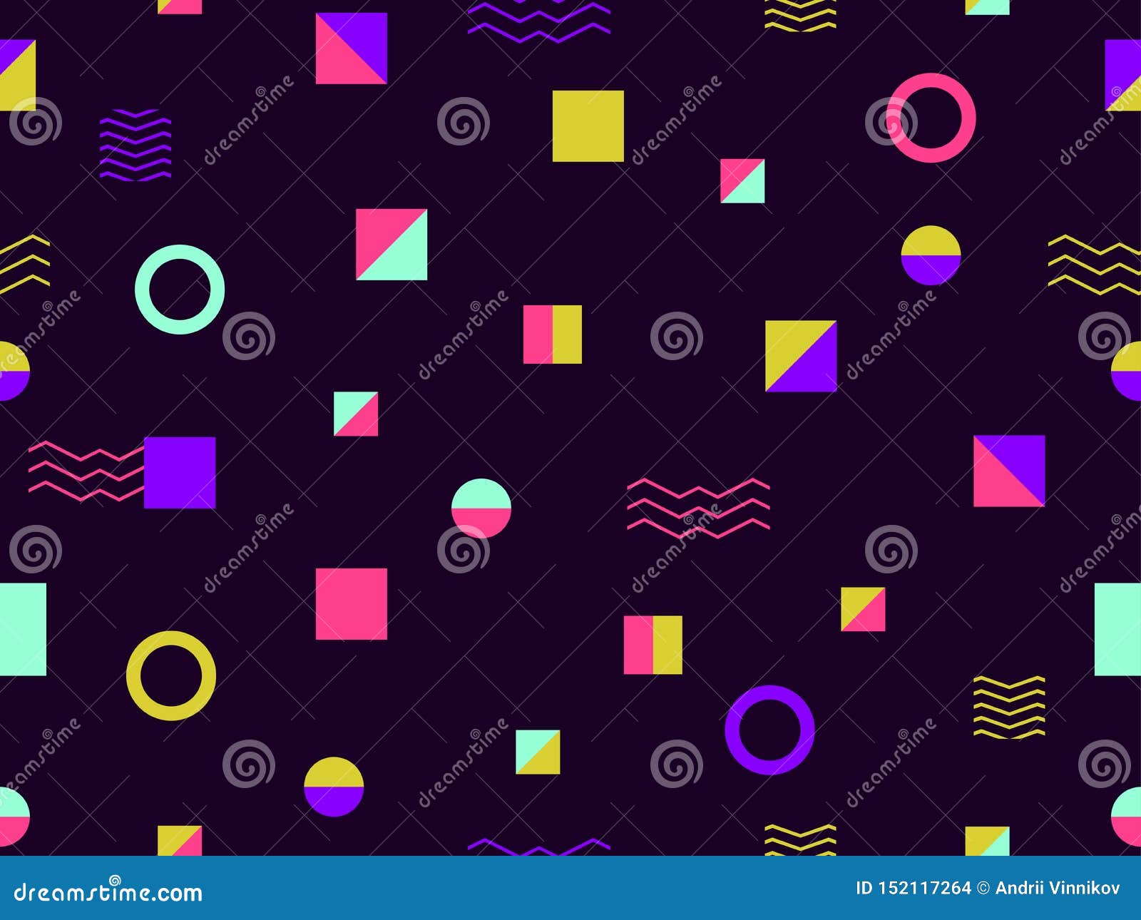 Geometric Seamless Pattern Style of the 80s. Triangles, Circles and ...