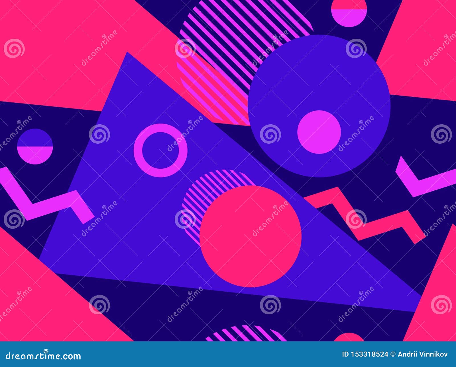 Geometric Seamless Pattern Style of the 80s. Triangles, Circles and ...