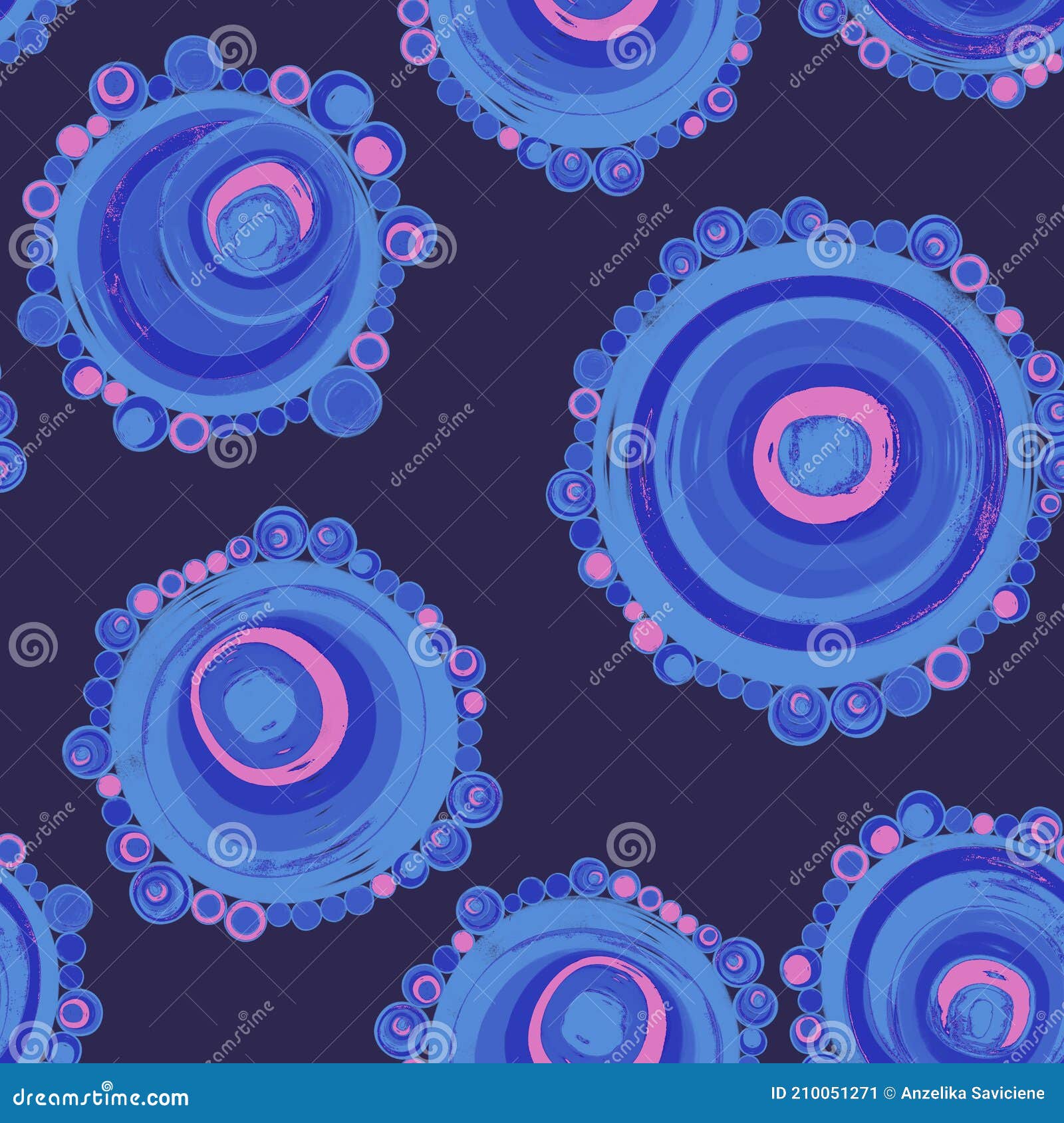 Geometric Seamless Pattern,texture with Perfectly Contacting Nested Circles with Different Size ...