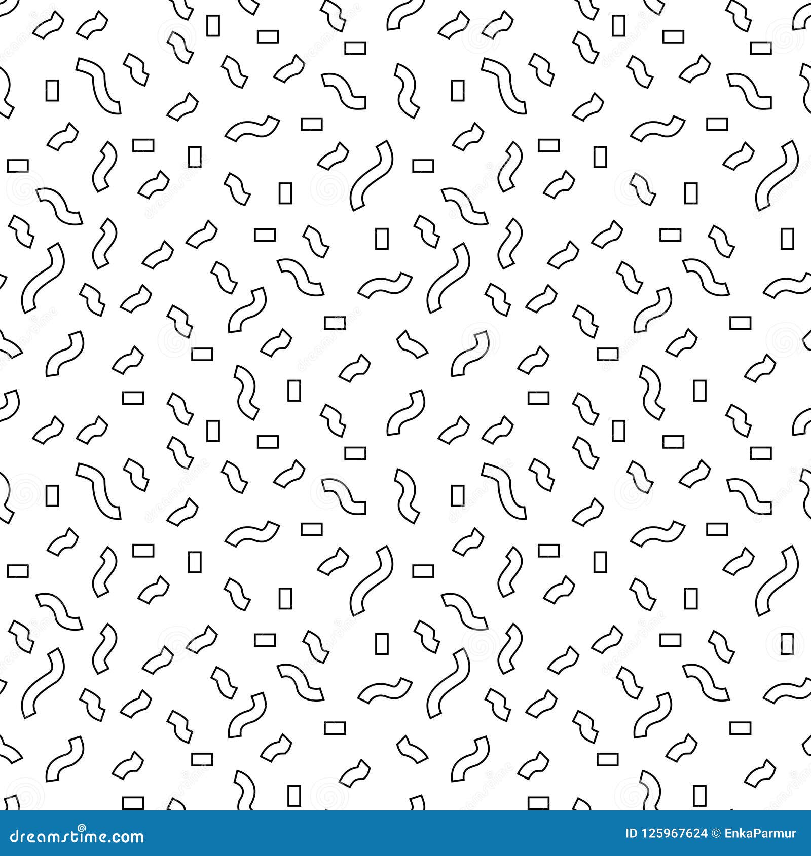 Geometric Seamless Pattern Thin Outline Squiggles. Stock Vector ...