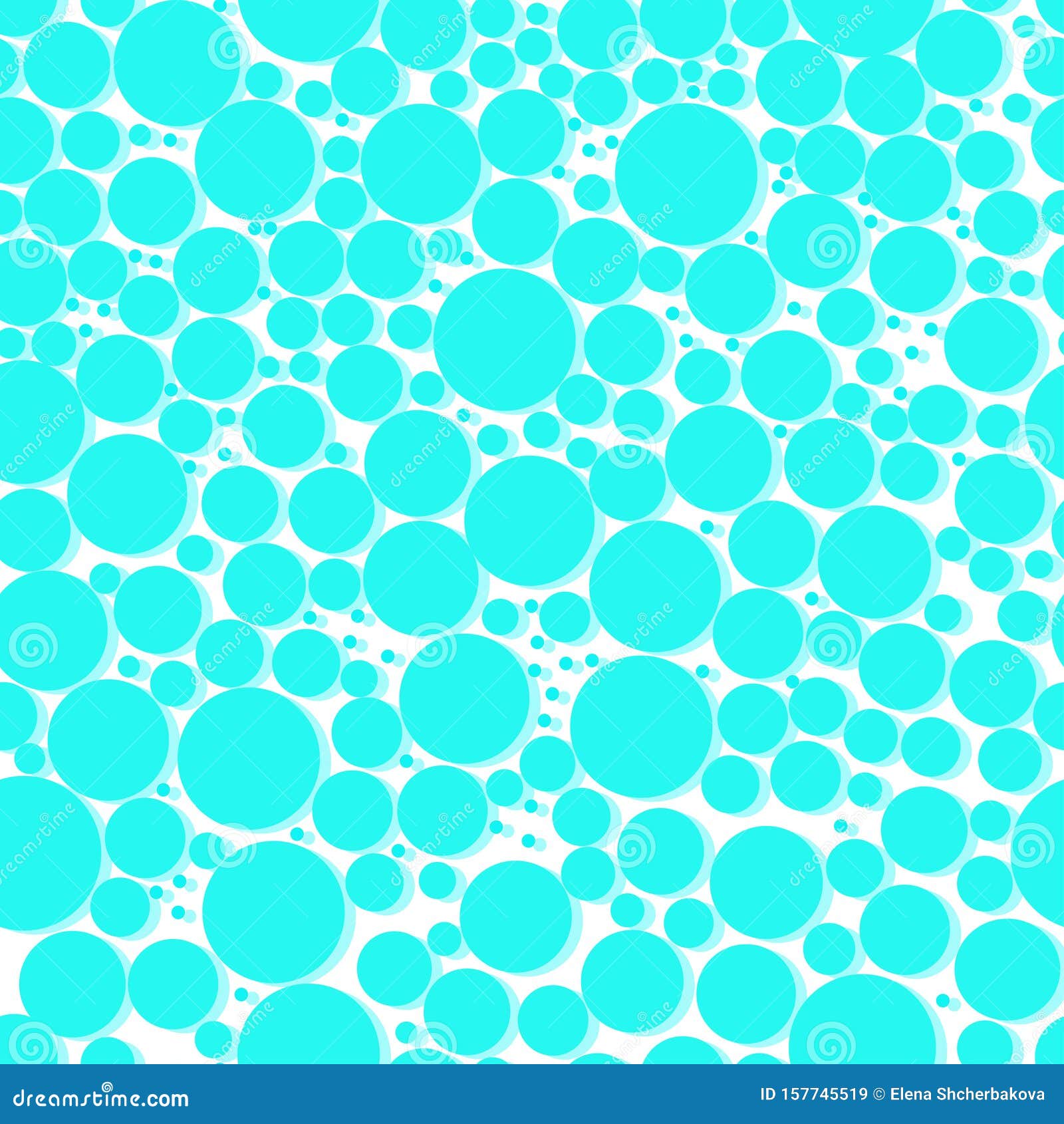 Geometric Seamless Pattern. Turquoise Bubbles on a White Background ...