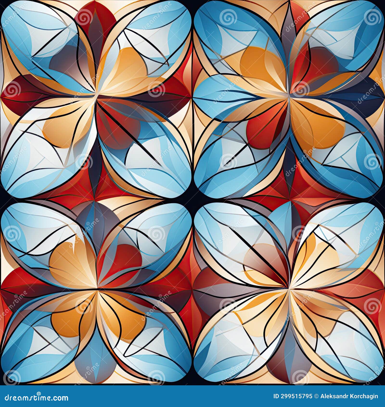 Geometric Seamless Pattern on White Background for Stained Glass ...