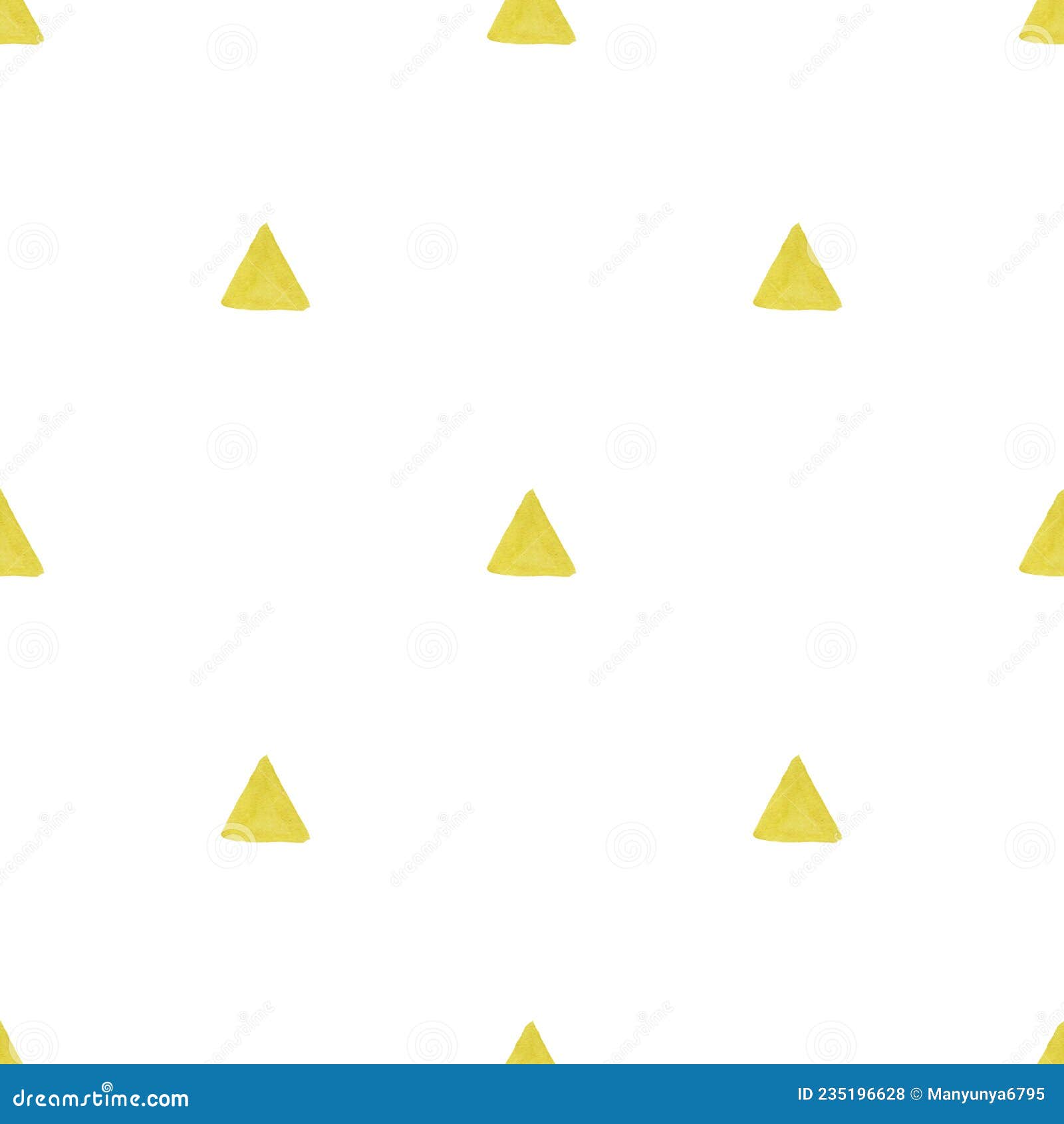Geometric Seamless Pattern with Yellow Hand Painted Triangles on White ...