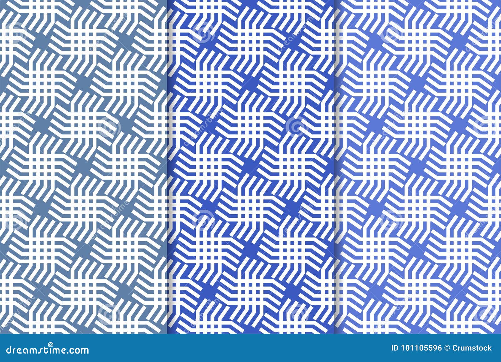 Geometric Set of Blue Seamless Patterns for Design Stock Vector ...