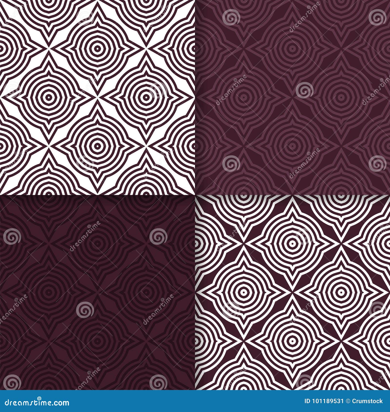 Geometric Backgrounds. Set of Maroon Seamless Patterns Stock Vector ...