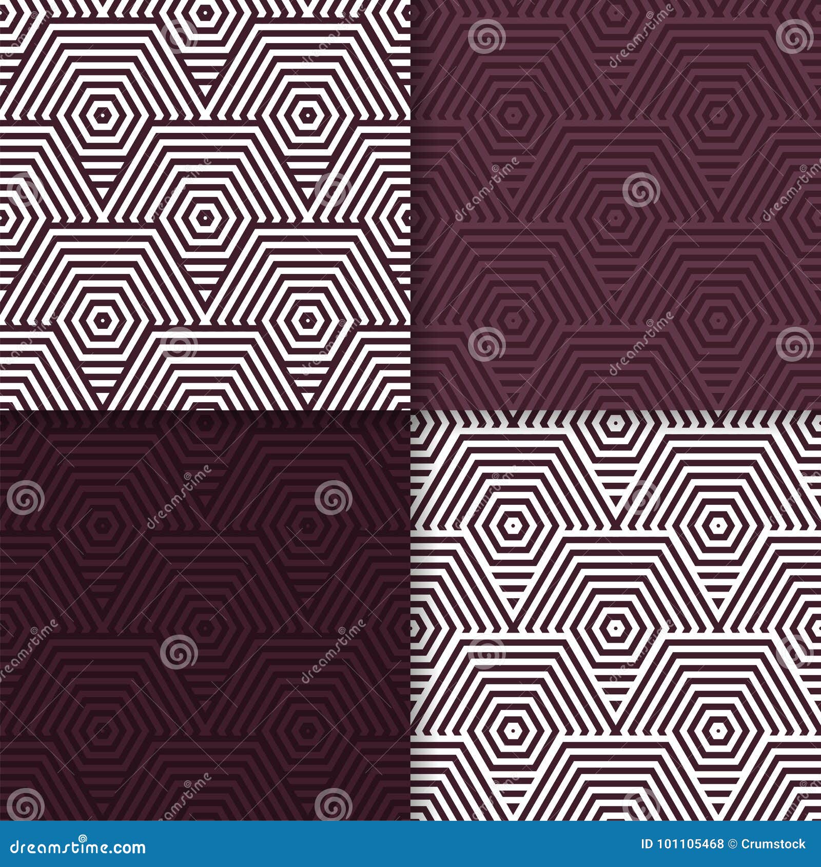 Geometric Set of Maroon Seamless Patterns for Design Stock Vector ...