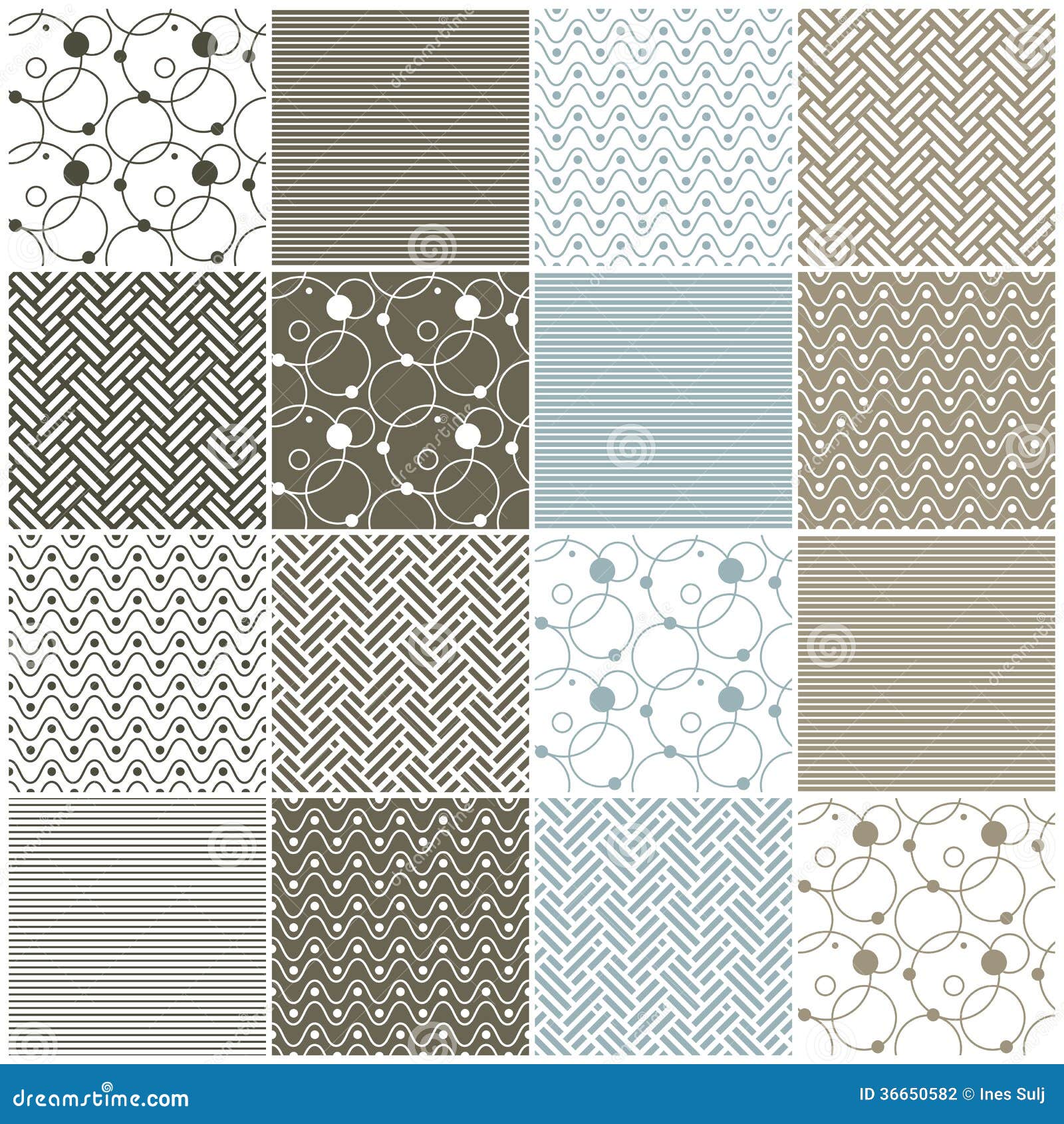 Geometric Seamless Patterns: Stripes, Waves, Dots, Stock Vector - Illustration of elements ...