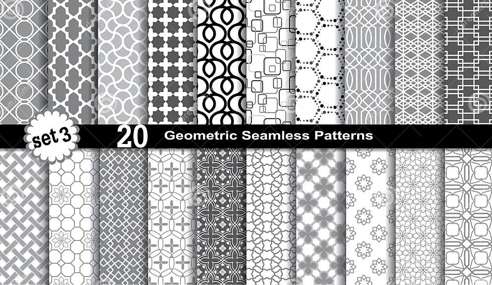 Geometric Seamless Patterns. Stock Vector - Illustration of geometric ...