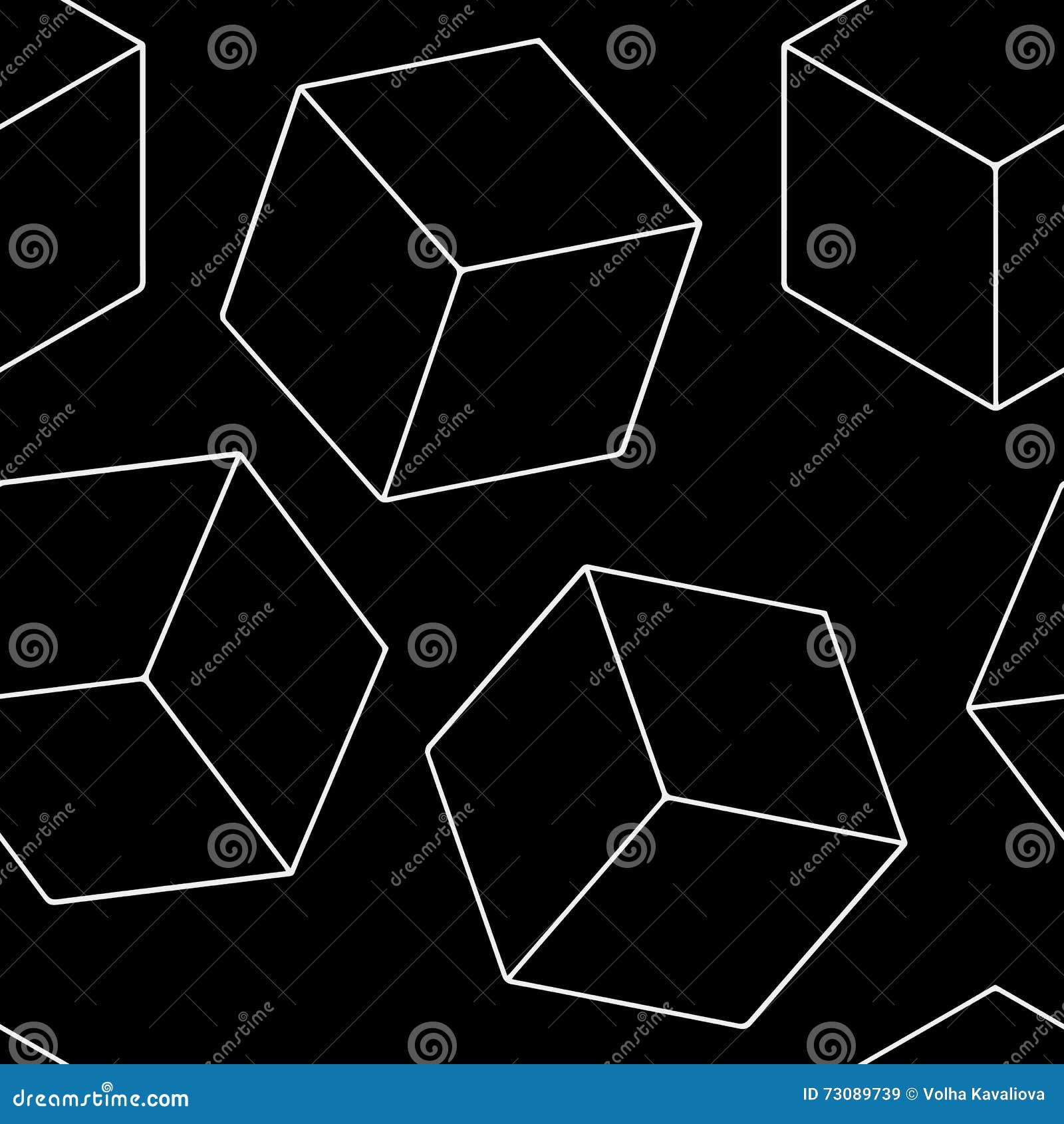 Geometric Seamless Simple Monochrome Minimalistic Pattern of Cube ...