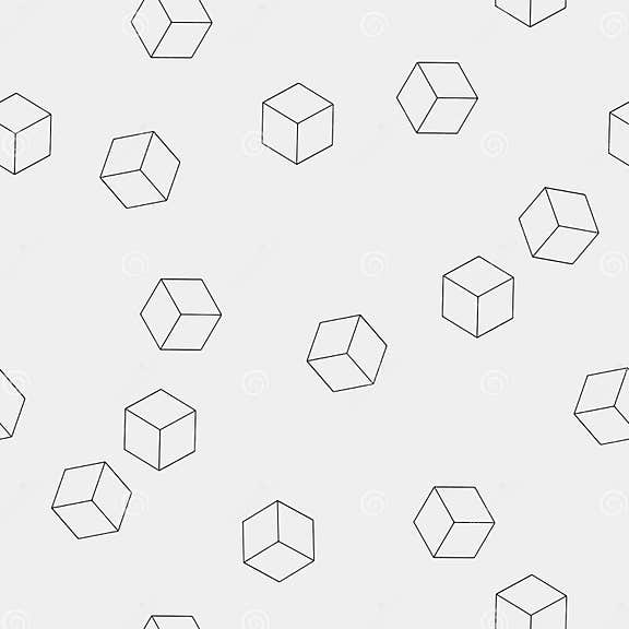 Geometric Seamless Simple Monochrome Minimalistic Pattern of Cube ...