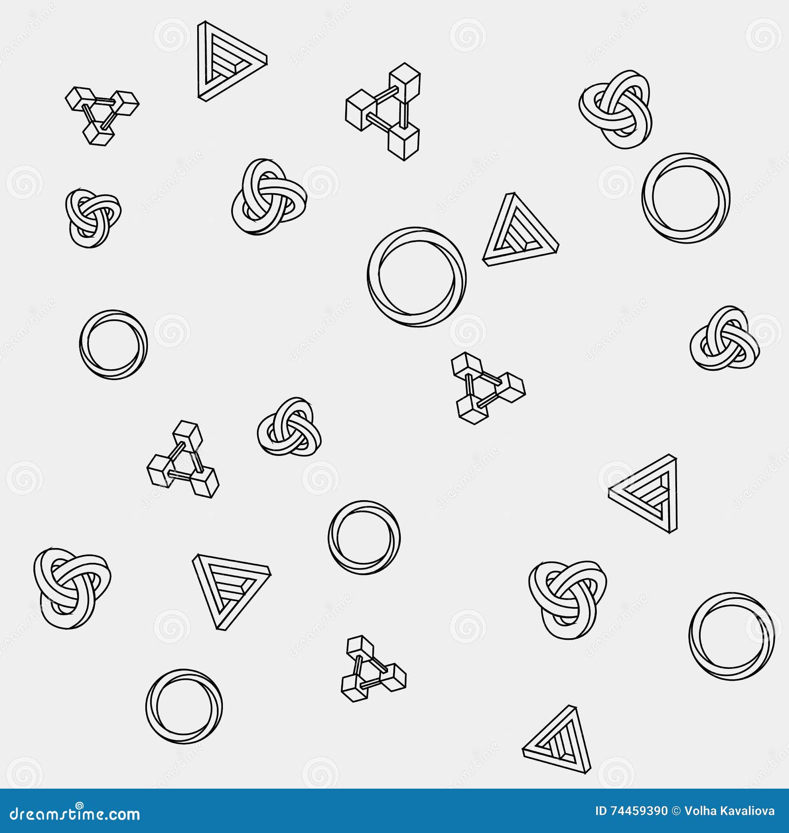 Geometric Seamless Simple Monochrome Minimalistic Pattern of Impossible ...