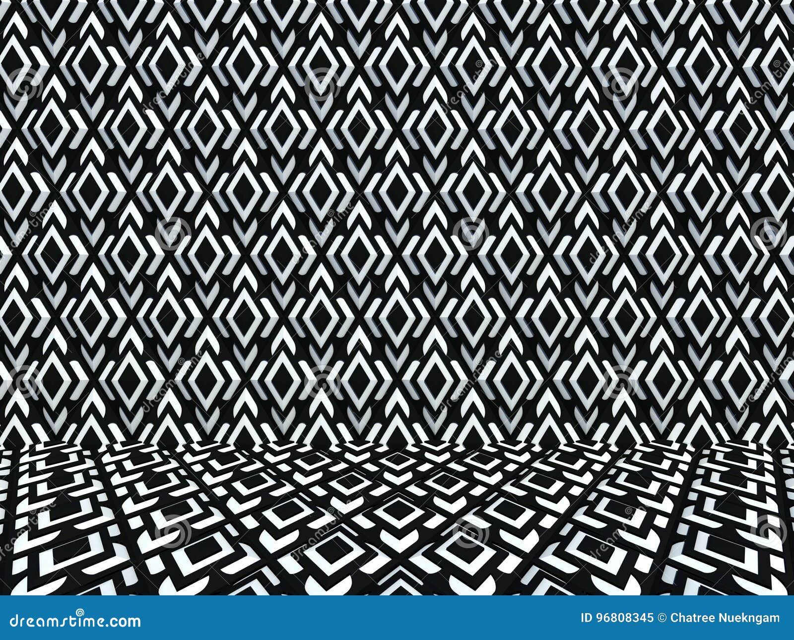 Geometric Seamless on Trapezoid Pattern, 3D Render Stock Illustration ...