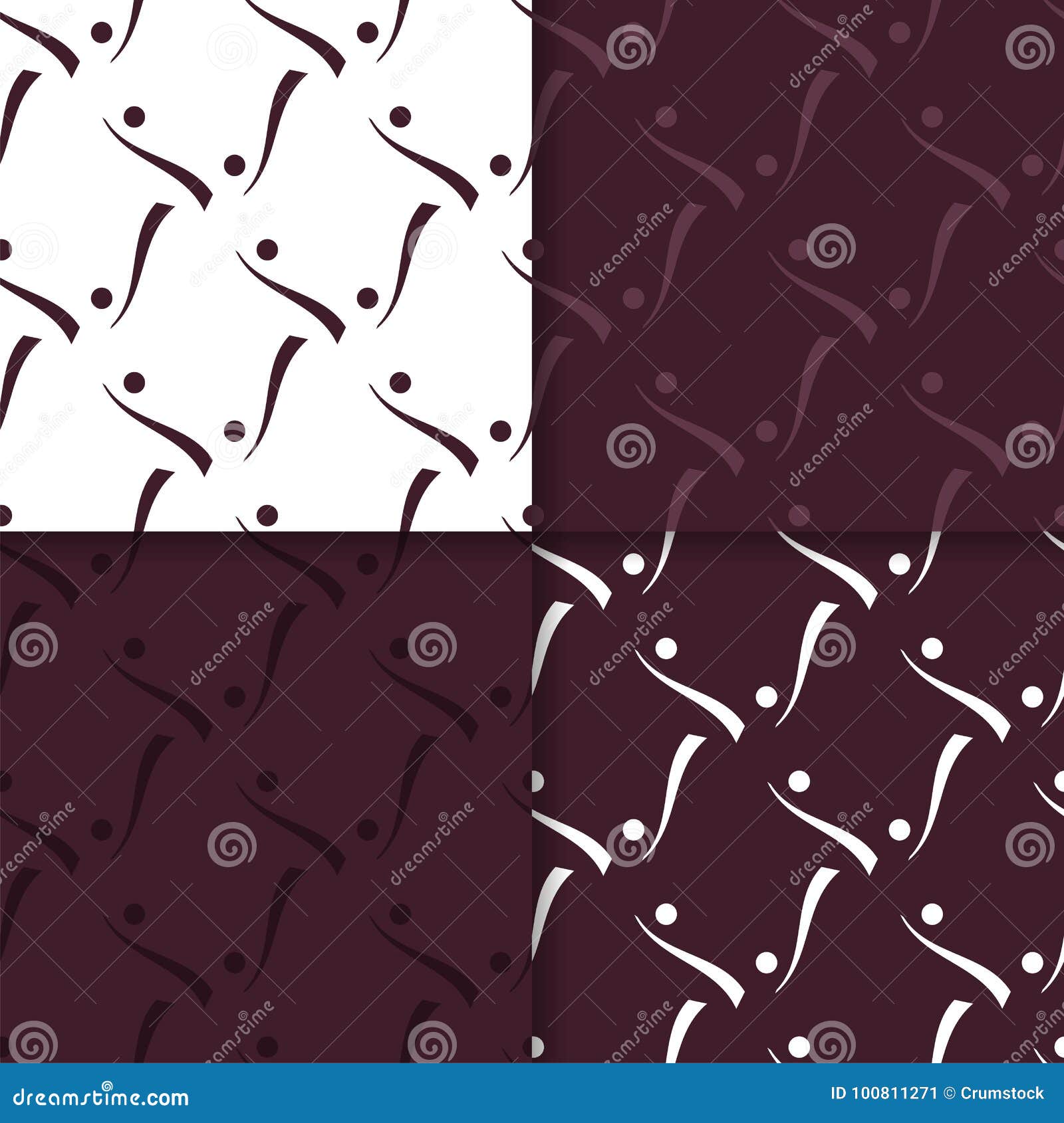 Geometric Set of Maroon Seamless Patterns for Design Stock Vector ...