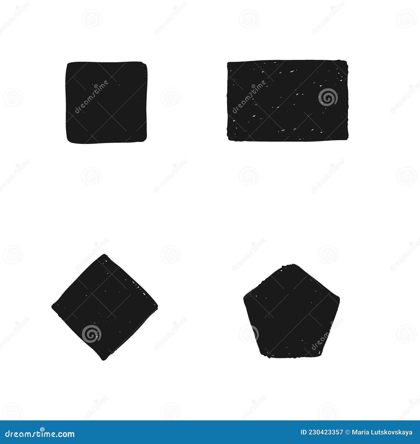 Geometric Shaded Shapes. Hand Drawn Decorative Black Frames and Copy ...