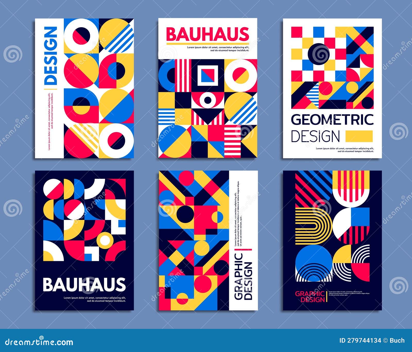 Geometric Shape Bauhaus Patterns, Abstract Posters Stock Vector ...