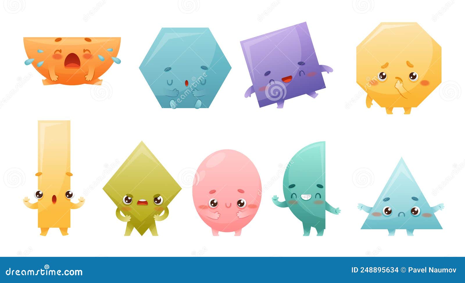 Geometric Shape Character with Different Face Expression and Emotion ...