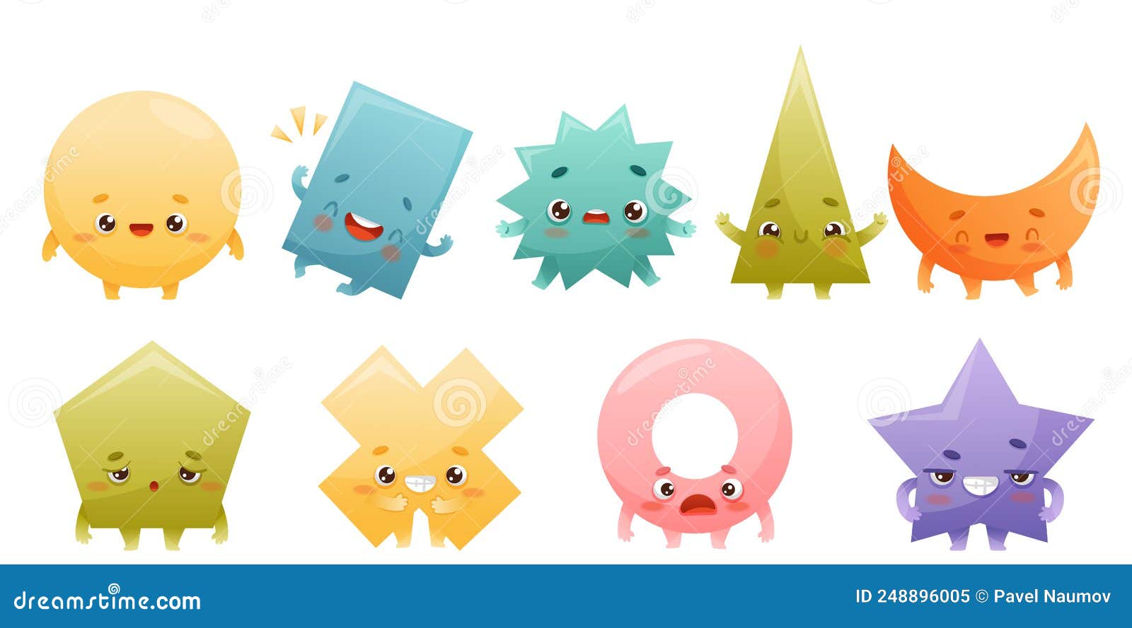 Geometric Shape Character with Different Face Expression and Emotion ...