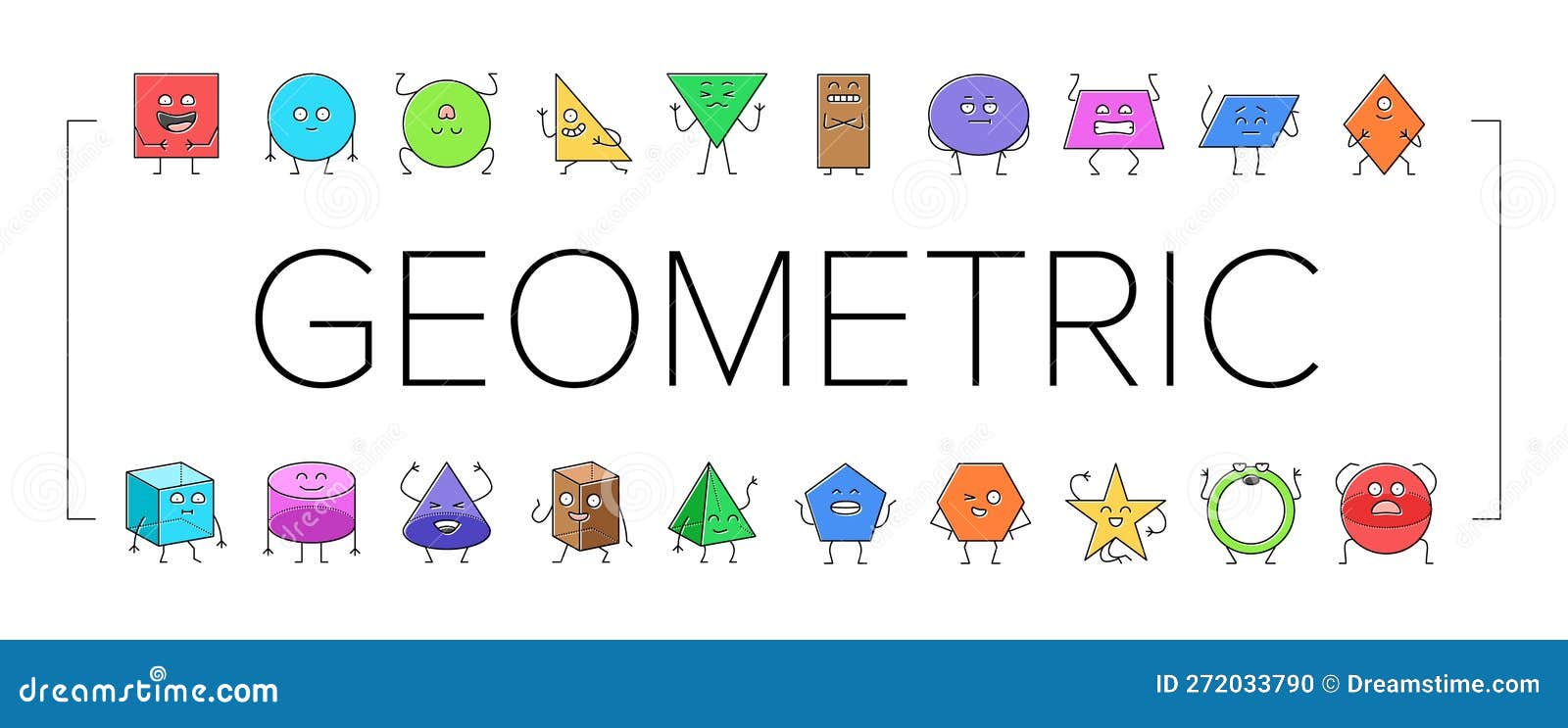 Geometric Shape Character Icons Set Vector Stock Vector - Illustration ...